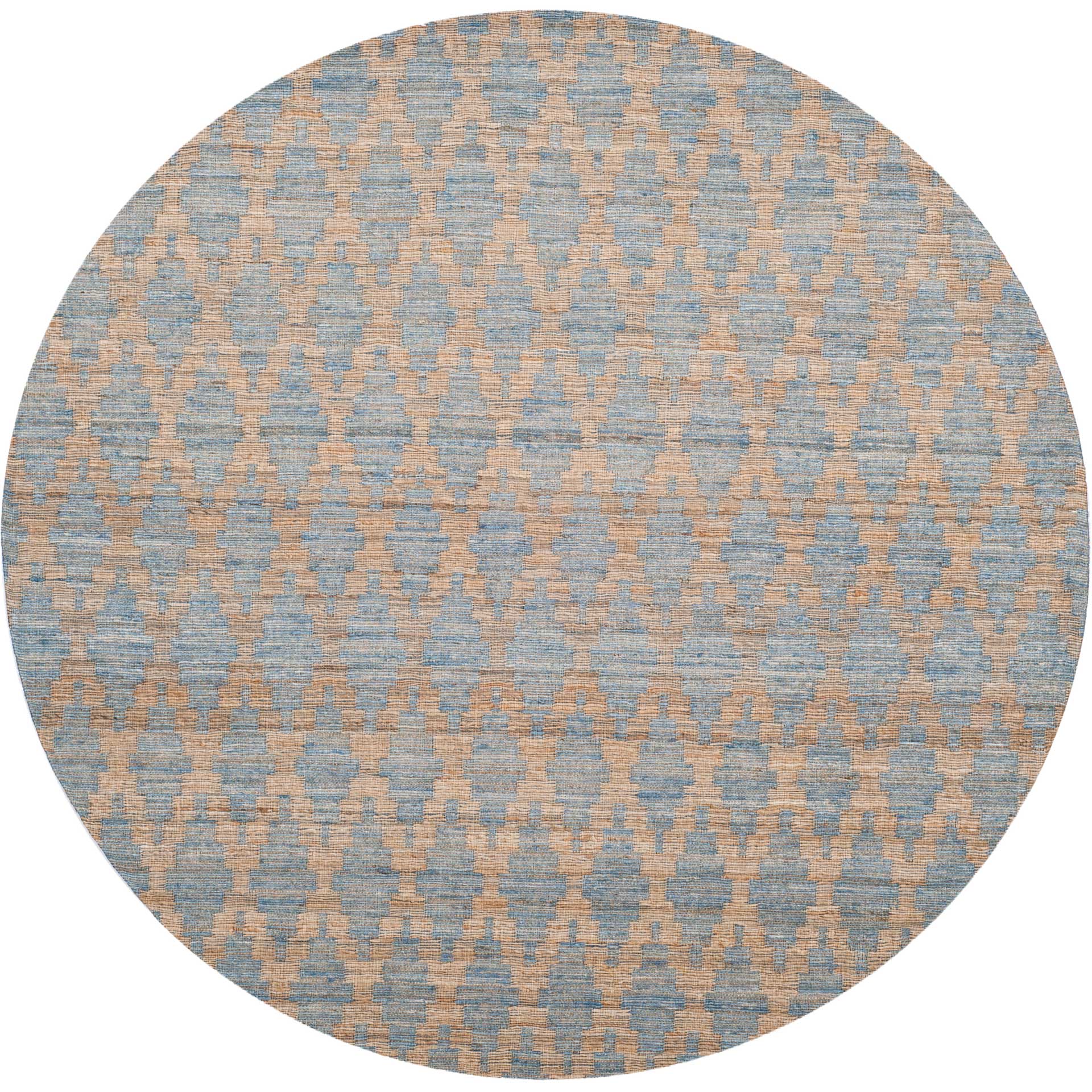 Cape Cod Light Blue/Gold Round Rug - Froy.com