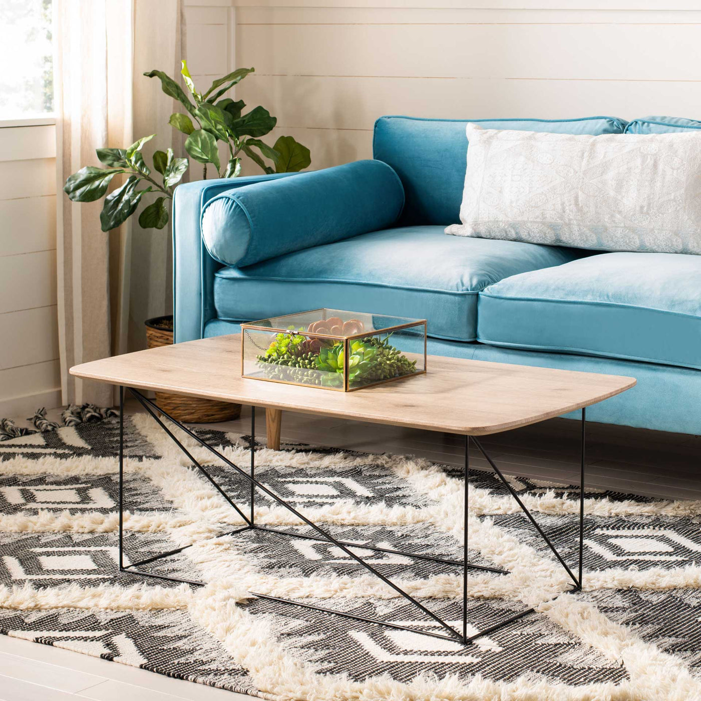 Ryder Coffee Table Taupe Brown Pine/Black - Froy.com