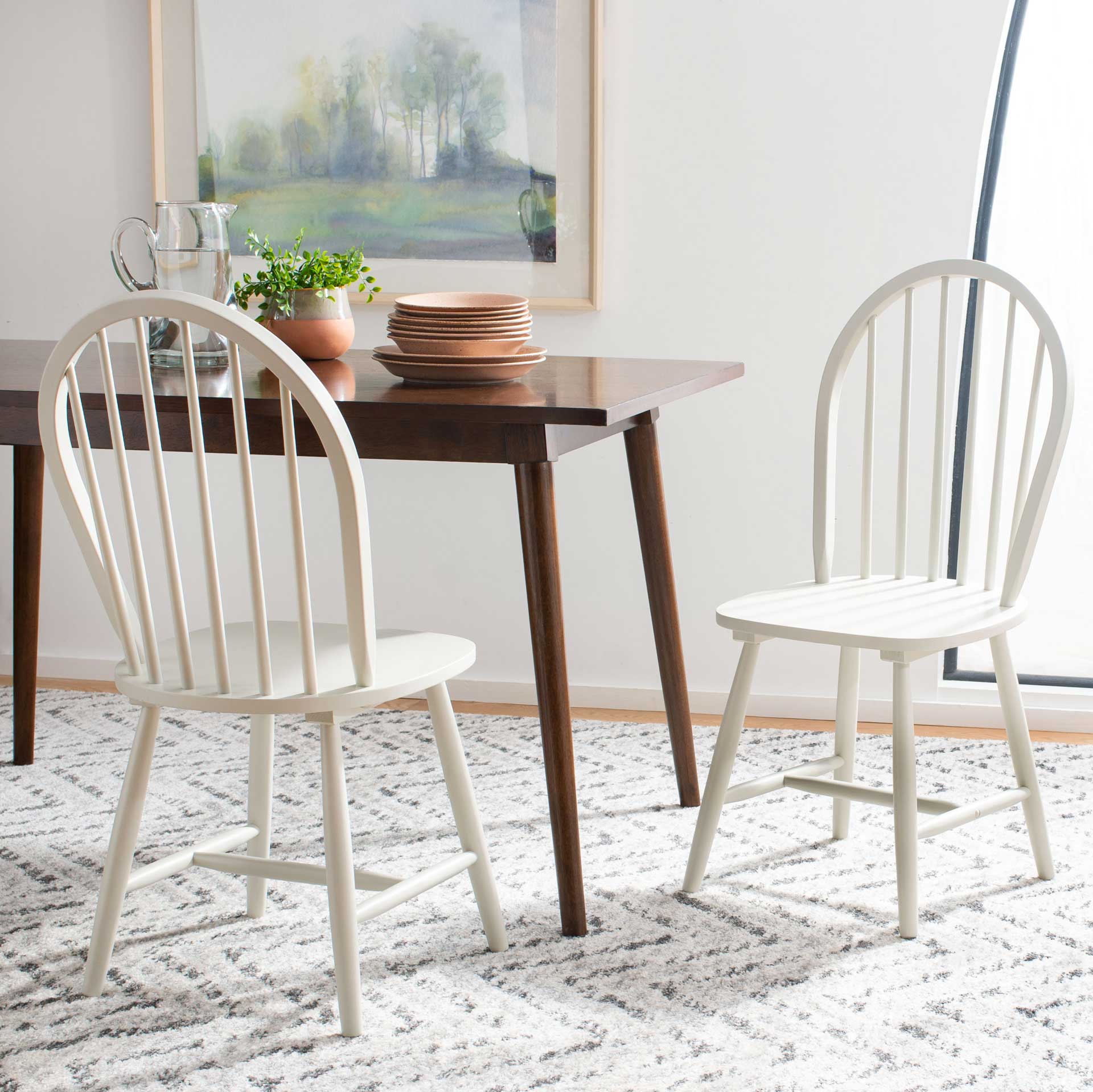 Calista Spindle Back Chair Off White (Set of 2) - Froy.com