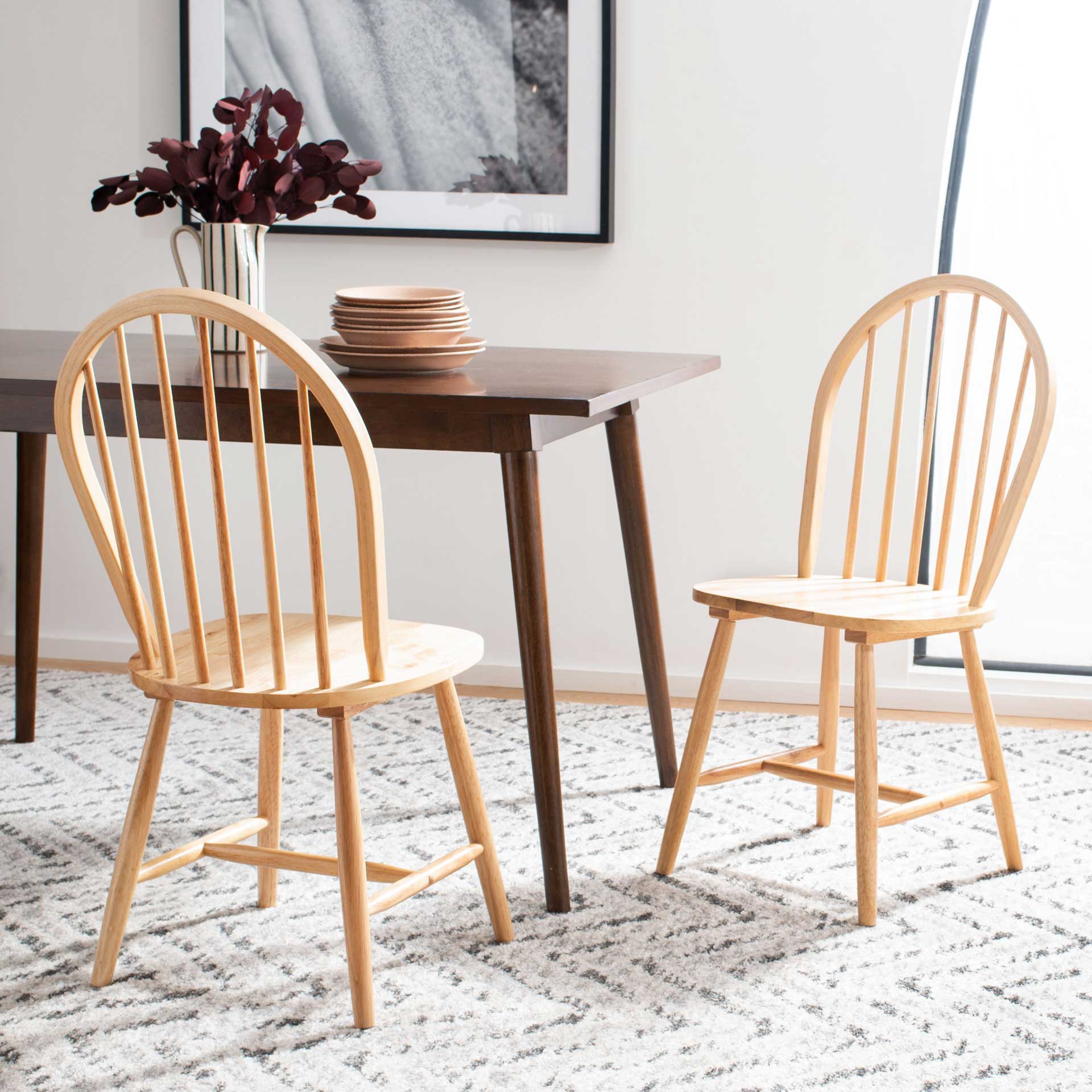 Calista Spindle Back Chair Natural (Set of 2) - Froy.com
