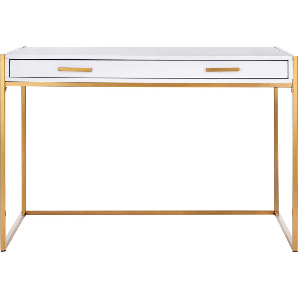 Elvis 1 Drawer Desk White/Gold - Froy.com