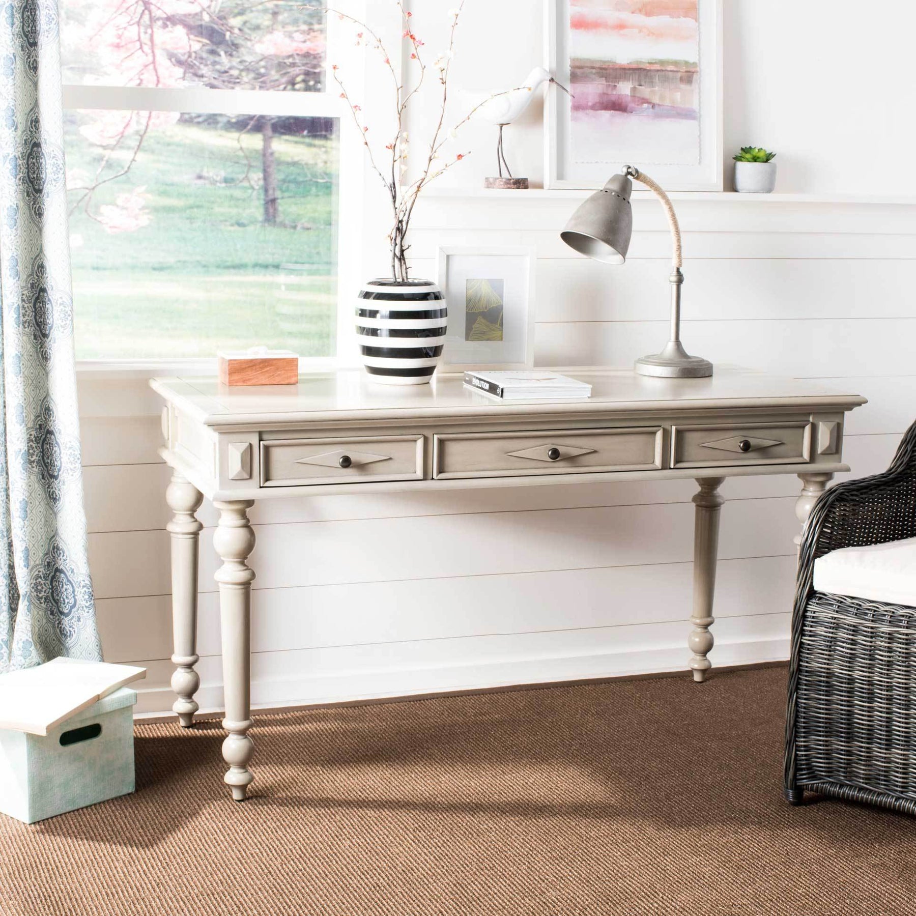 Robert 3 Drawer Desk Light Beige - Froy.com