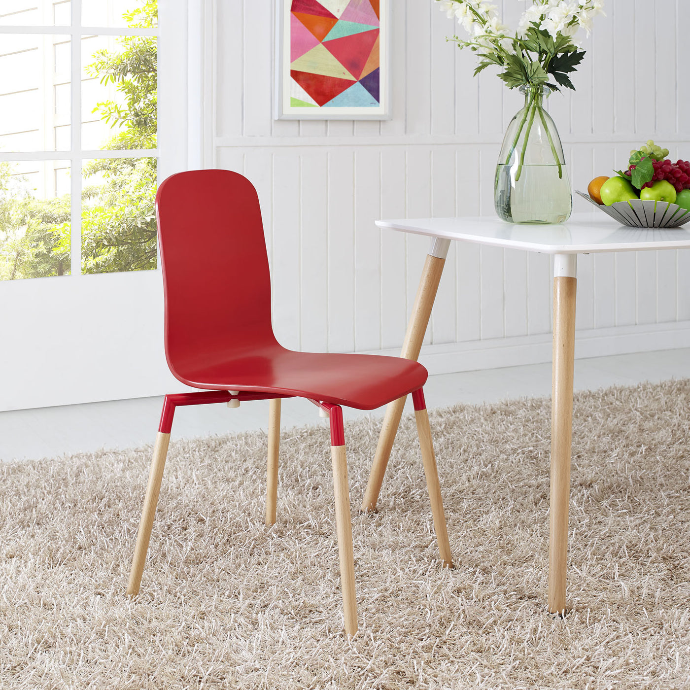Sabin Wood Chair Red - Froy.com