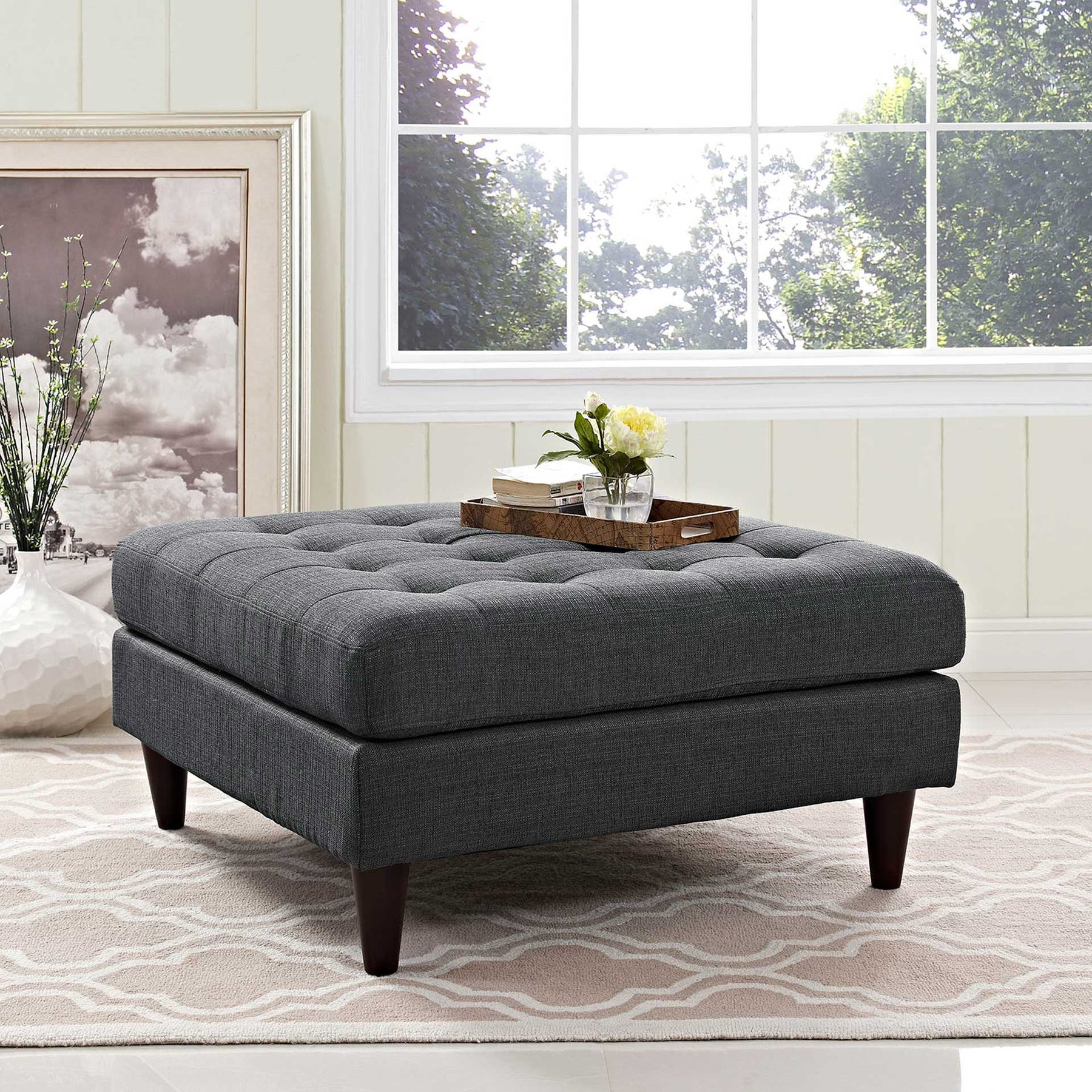 Era Upholstered Fabric Ottoman Gray - Froy.com
