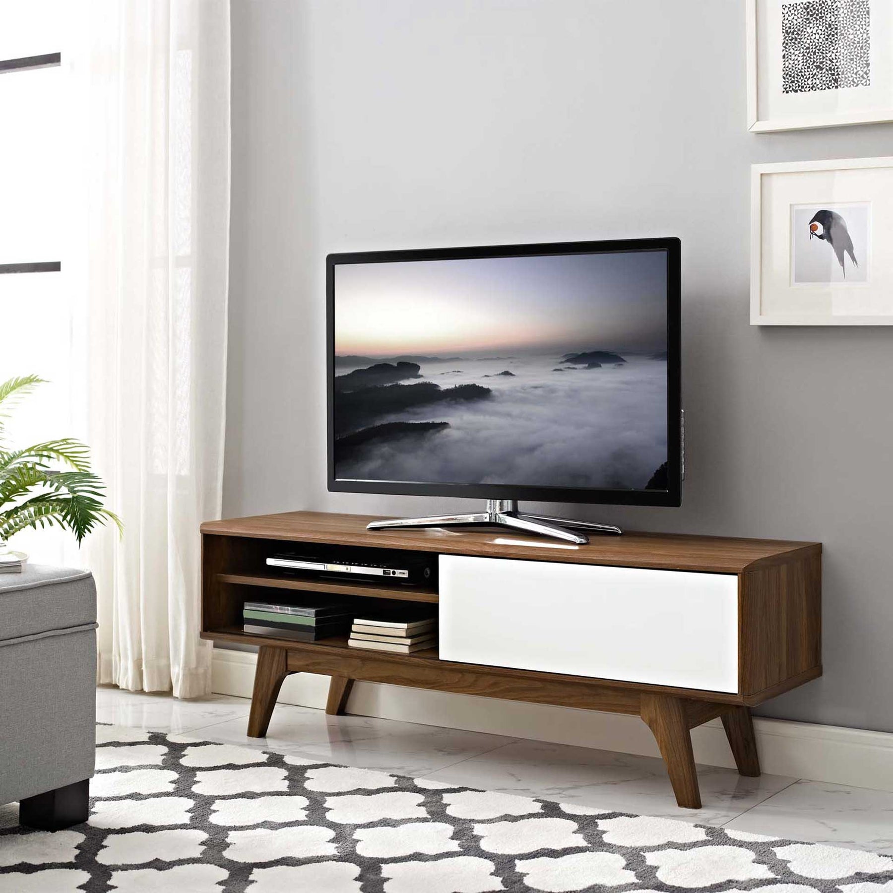 Encasa TV Stand Walnut/White - Froy.com