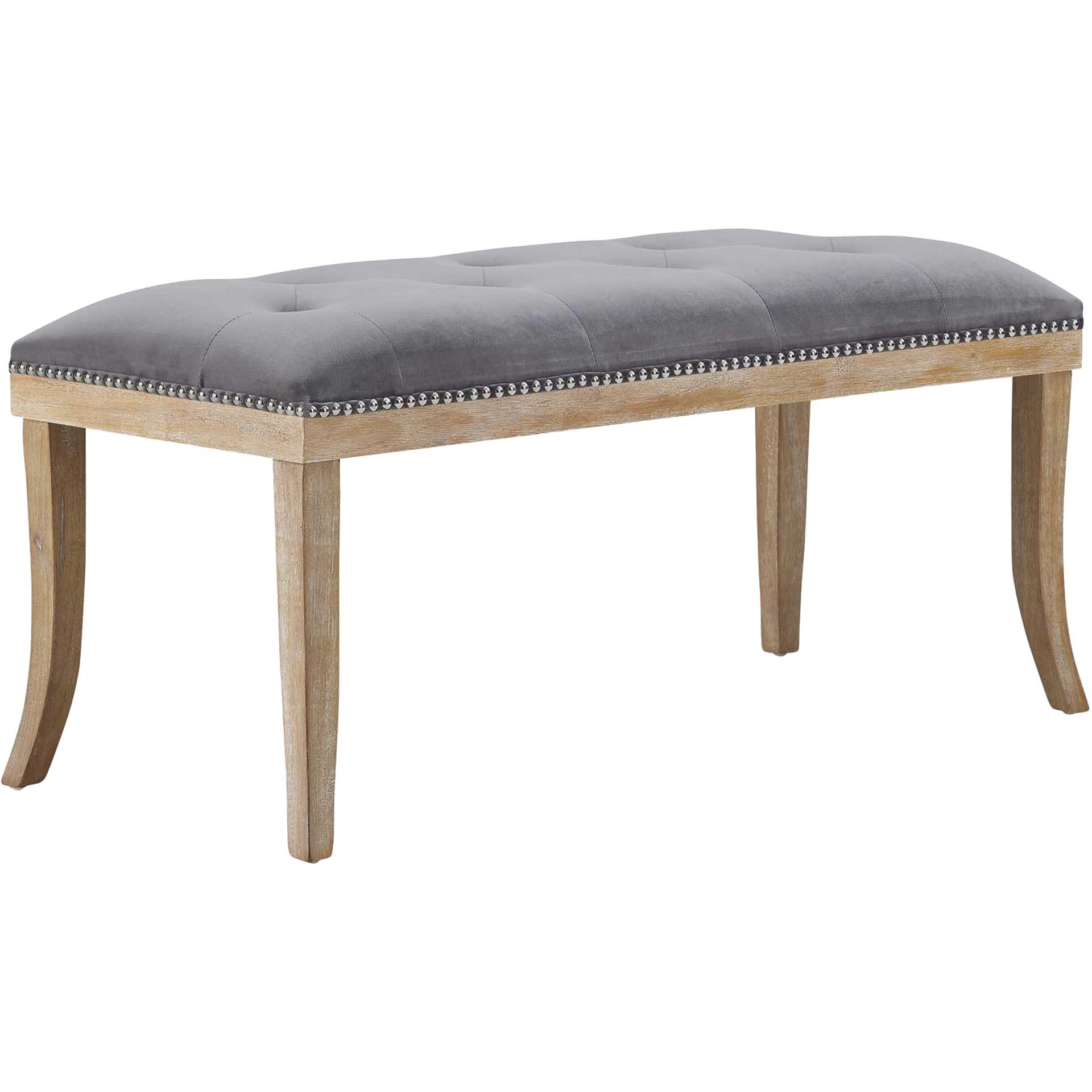 Esmeralda Velvet Bench Gray - Froy.com