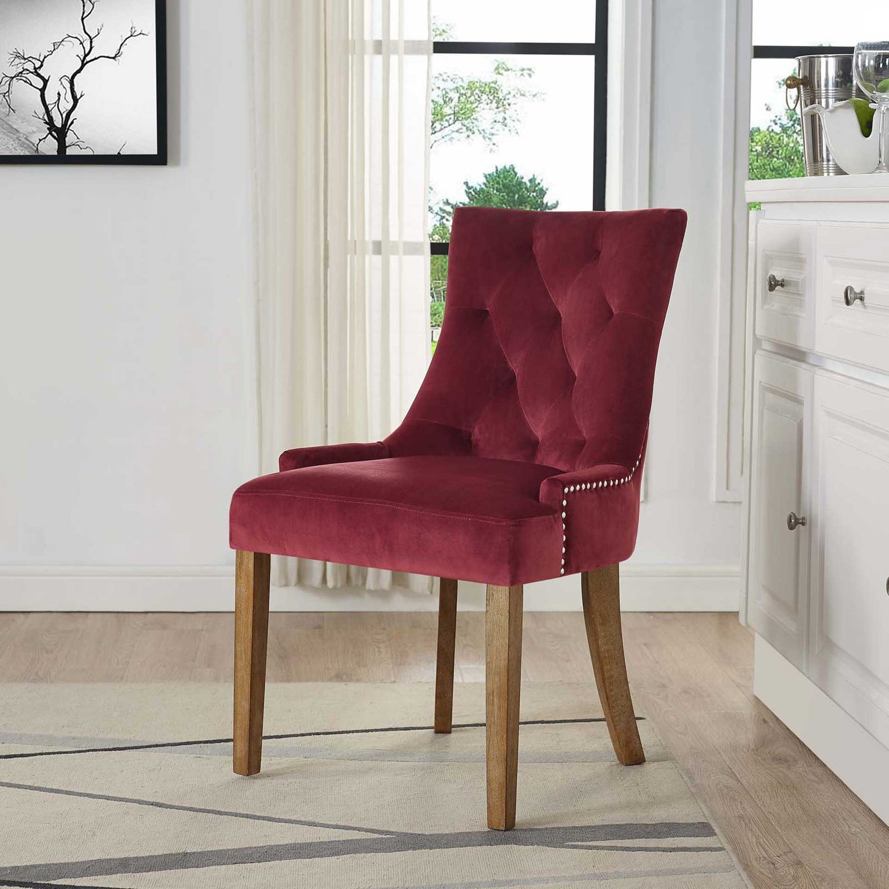 Preston Velvet Dining Chair Maroon - Froy.com