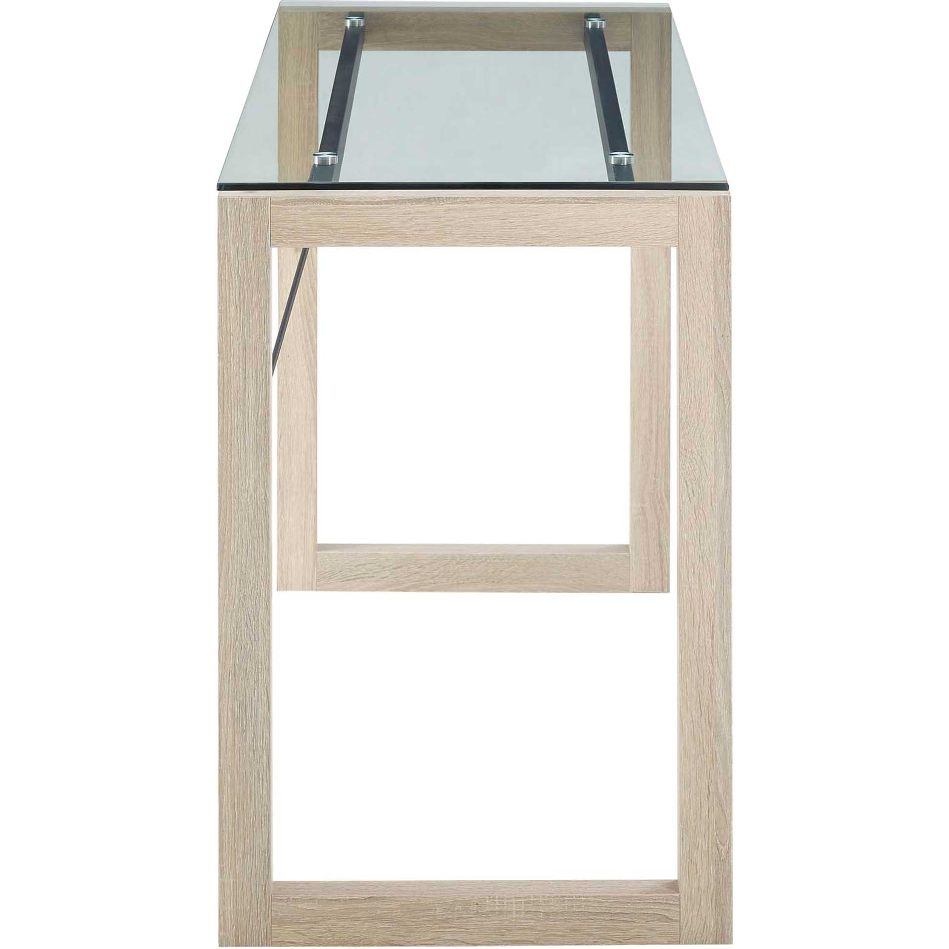 Madeline Glass Top Writing Desk Natural Clear - Froy.com