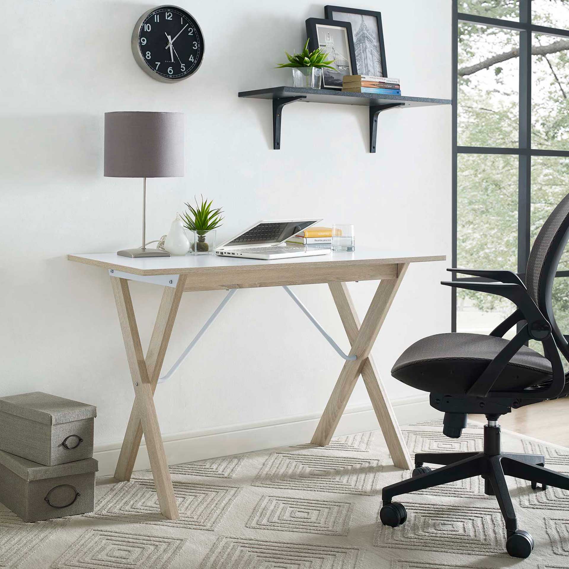 Estrella Wood Writing Desk Natural White - Froy.com