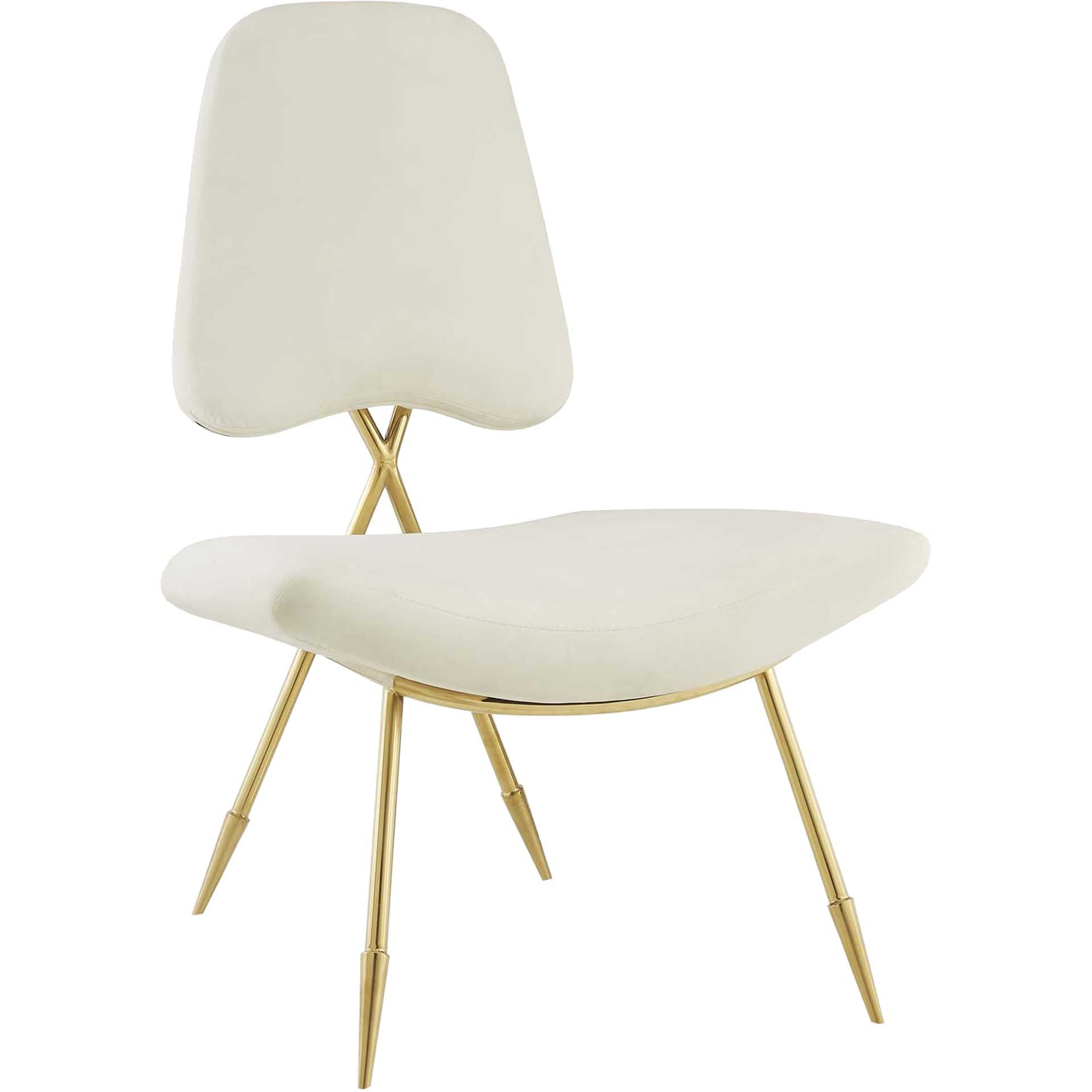Palmer Upholstered Velvet Lounge Chair Ivory - Froy.com