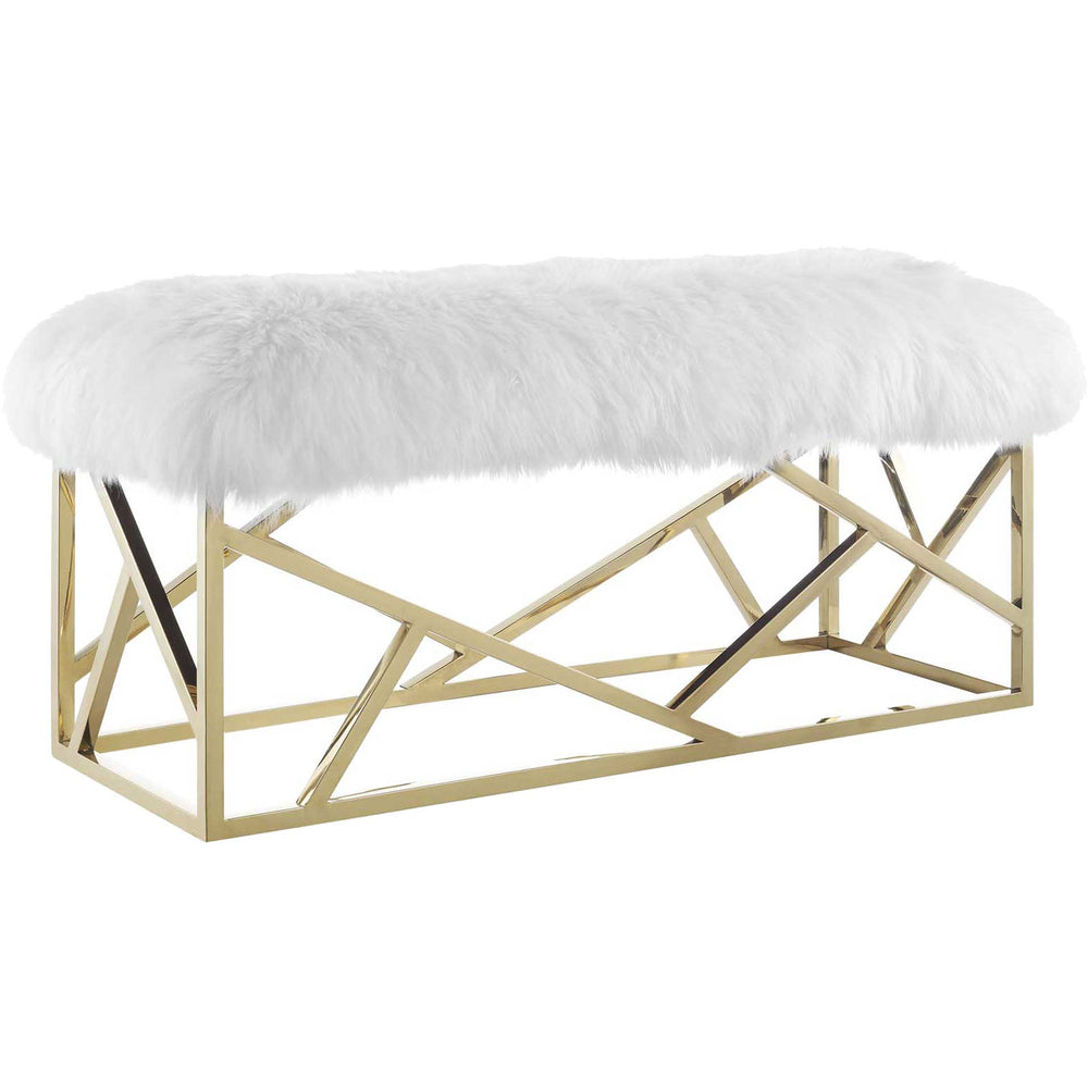 Ismael Sheepskin Bench Gold/White - Froy.com