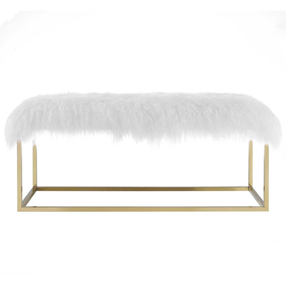 Alden White Sheepskin Bench Gold - Froy.com