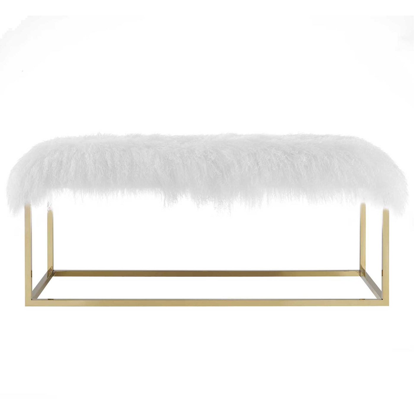 Alden White Sheepskin Bench Gold - Froy.com
