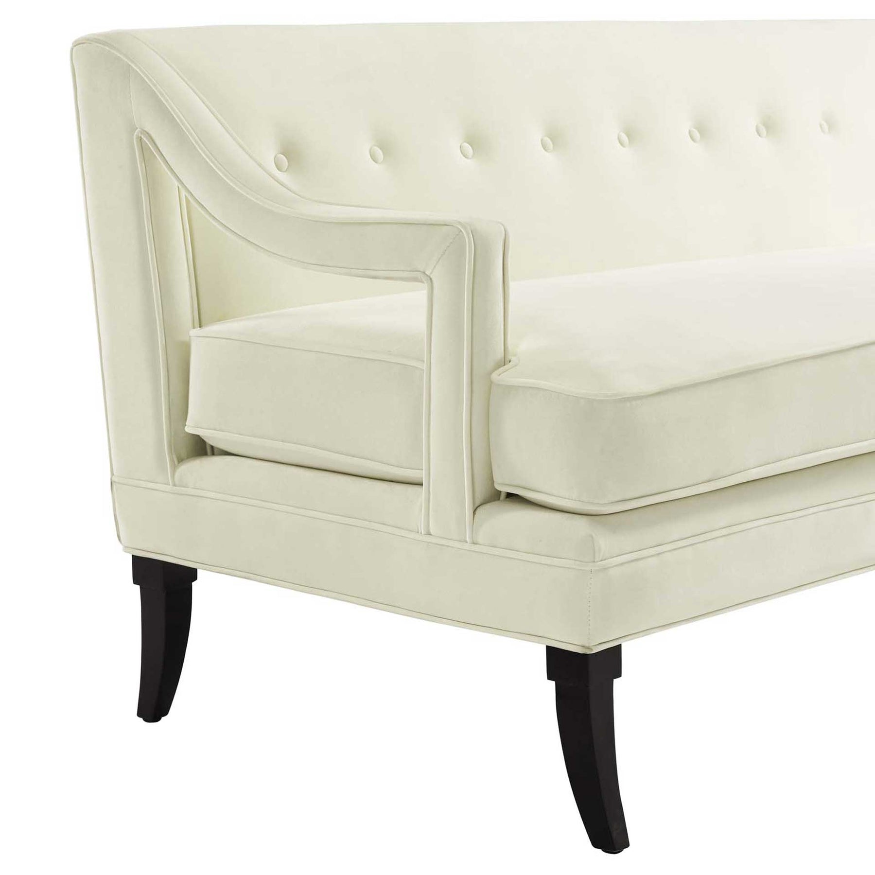 Cassandra Upholstered Velvet Sofa Ivory - Froy.com