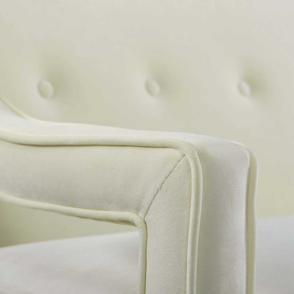 Cassandra Upholstered Velvet Sofa Ivory - Froy.com