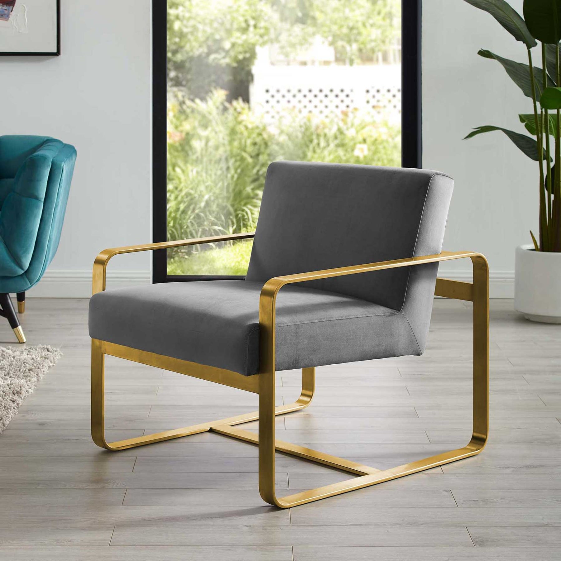 Abdiel Upholstered Velvet Armchair Gray - Froy.com