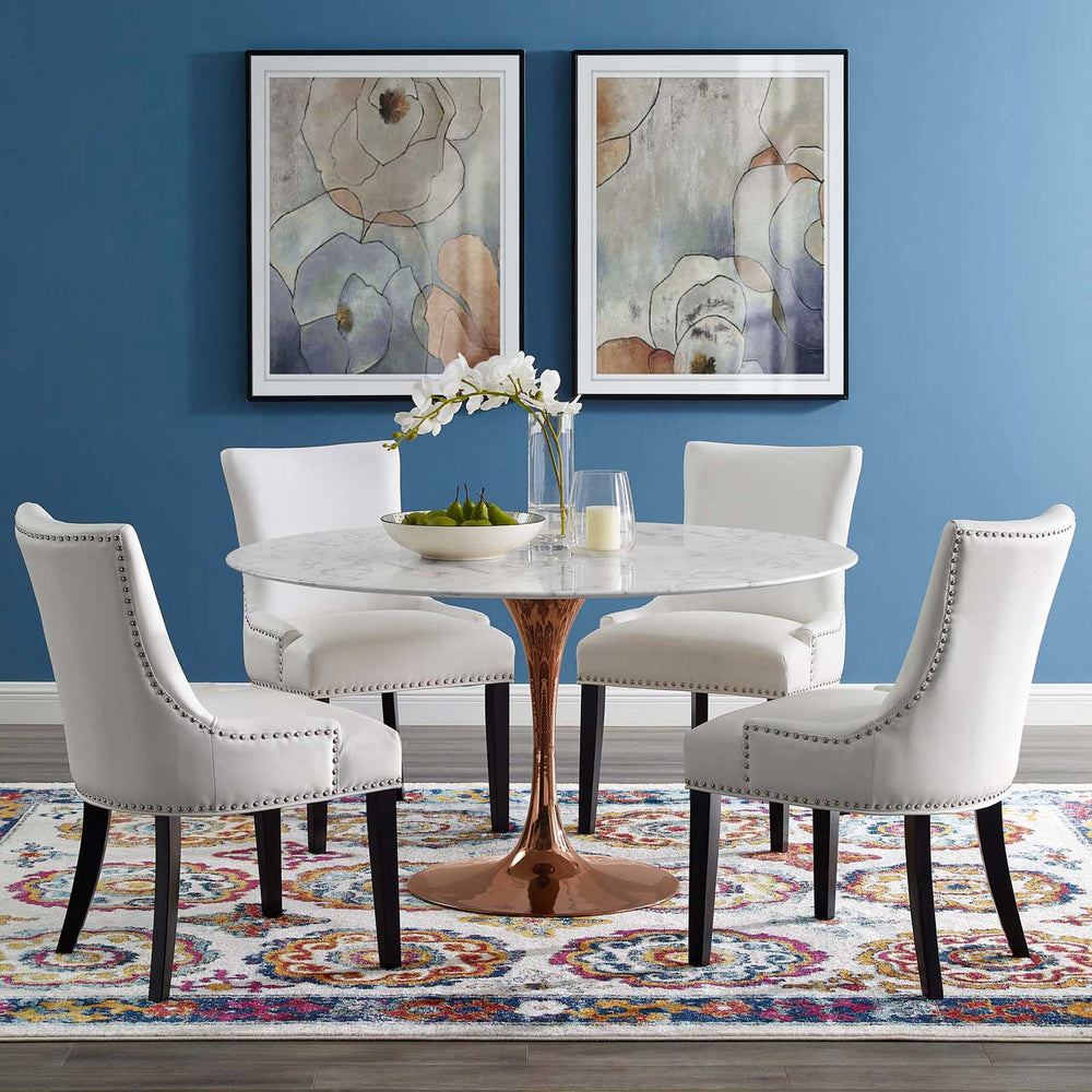 Lore Round Dining Table Rose/White Marble - Froy.com