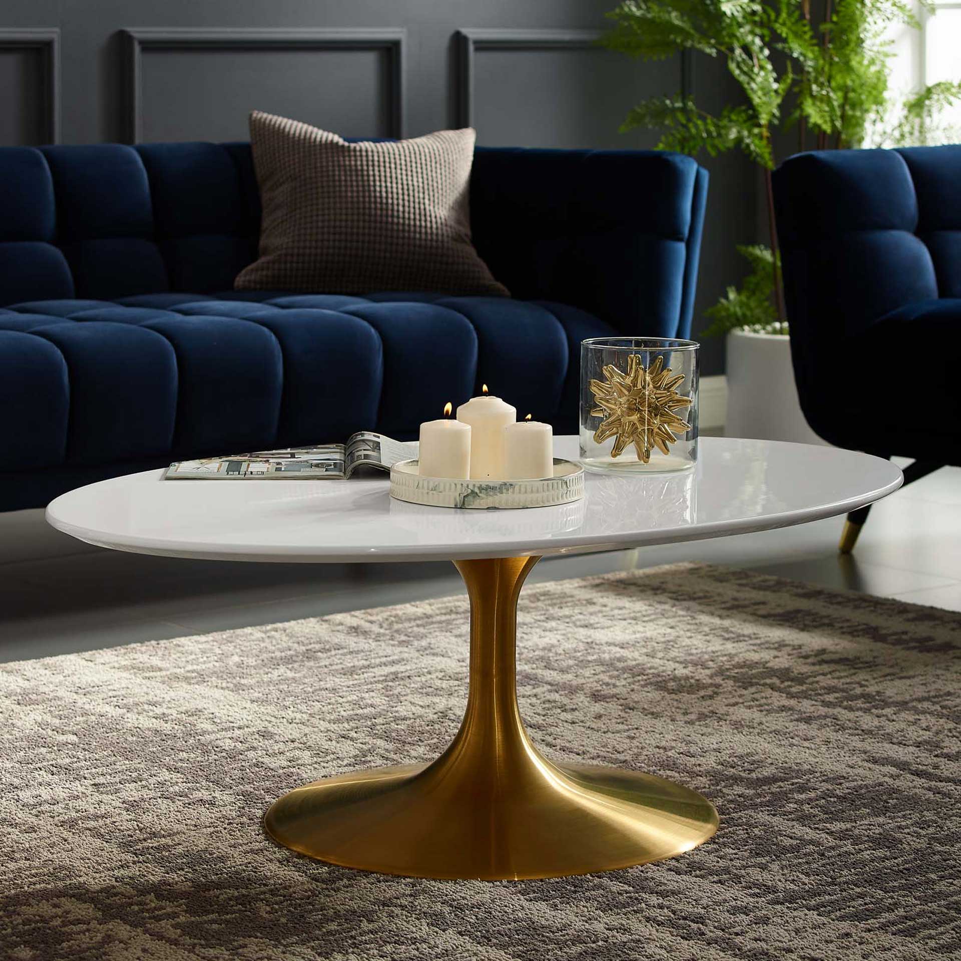Lipton Oval Wood Coffee Table White/Gold - Froy.com