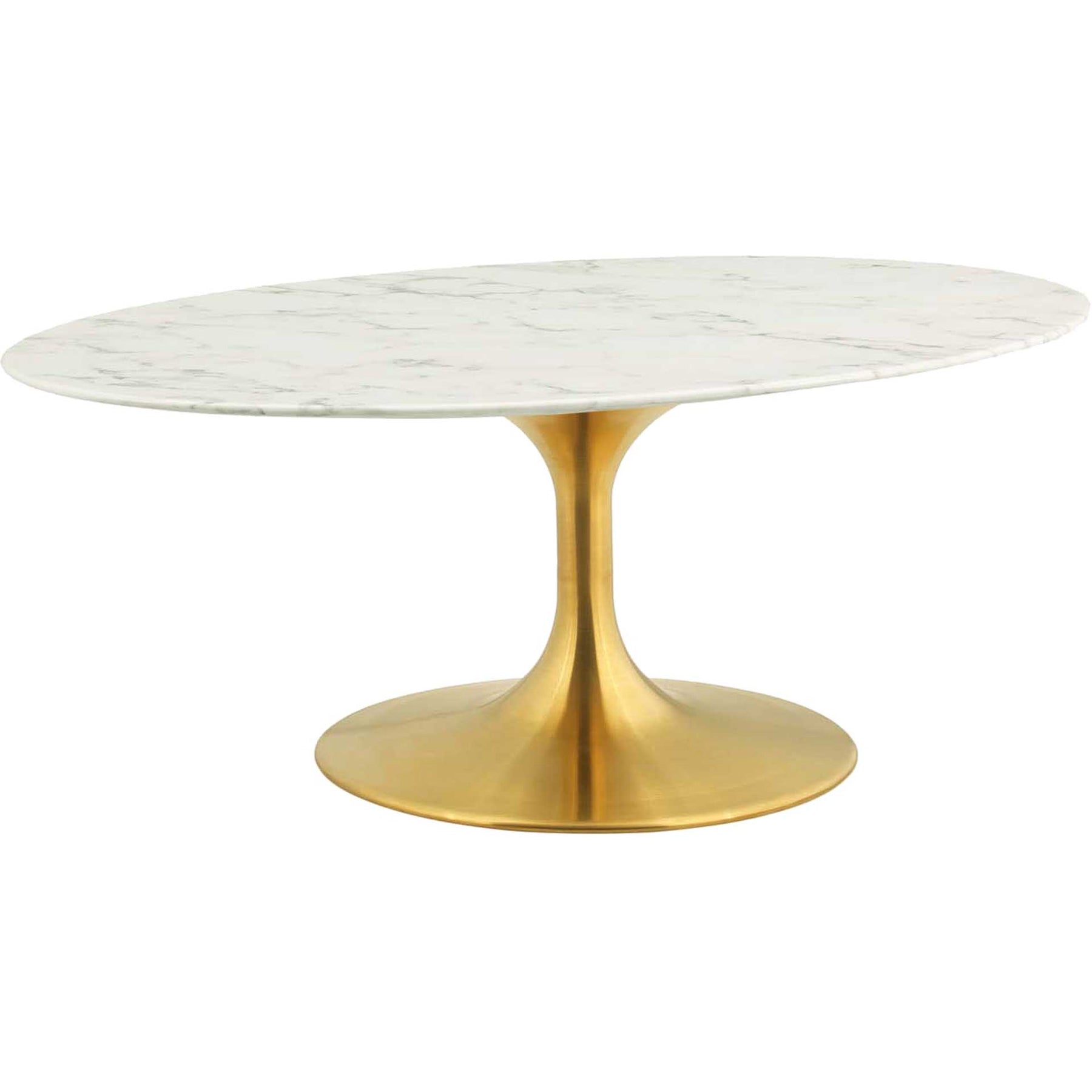 Lore Oval Coffee Table Gold/White Marble - Froy.com