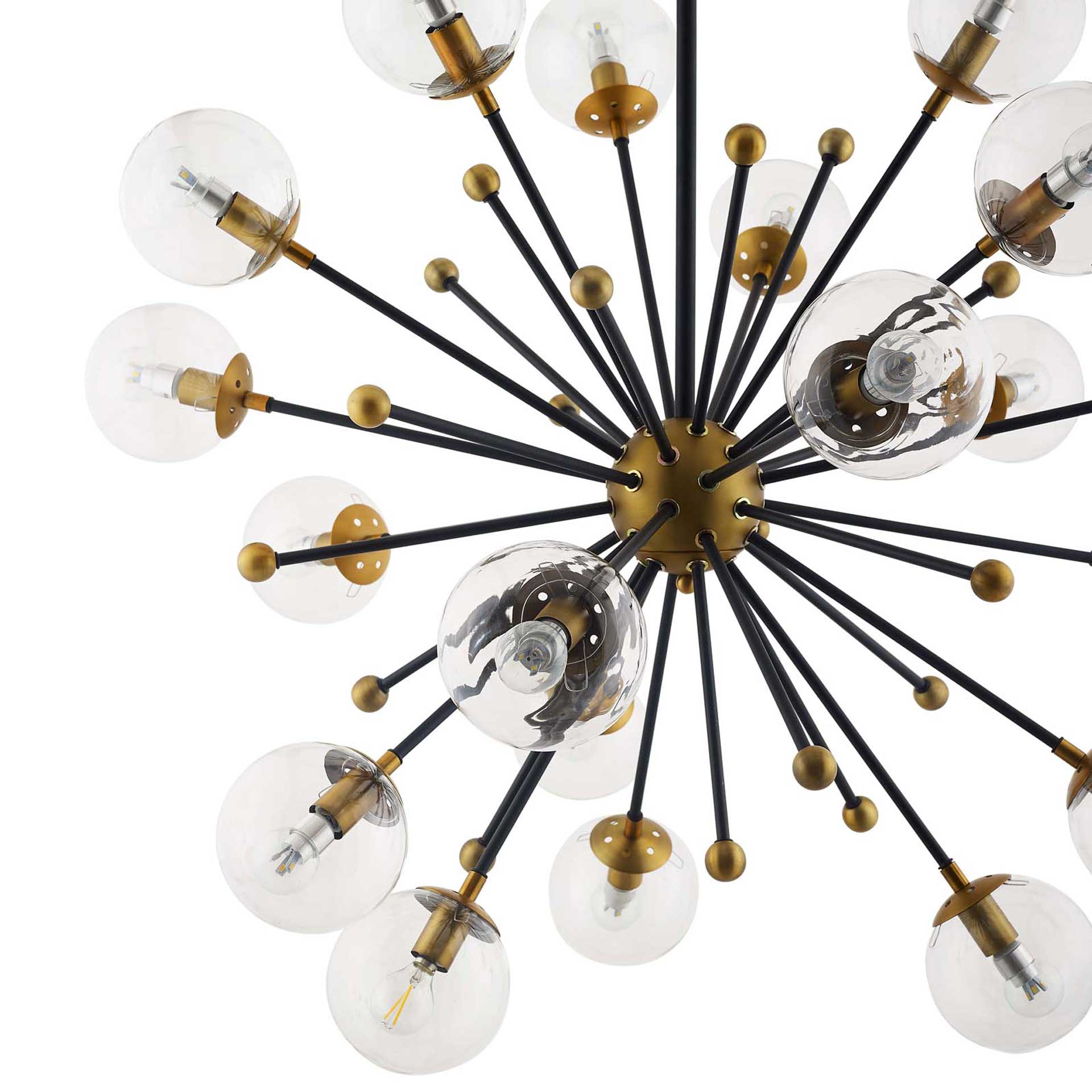 Caroline Clear Glass Chandelier Brass Gold/Black - Froy.com