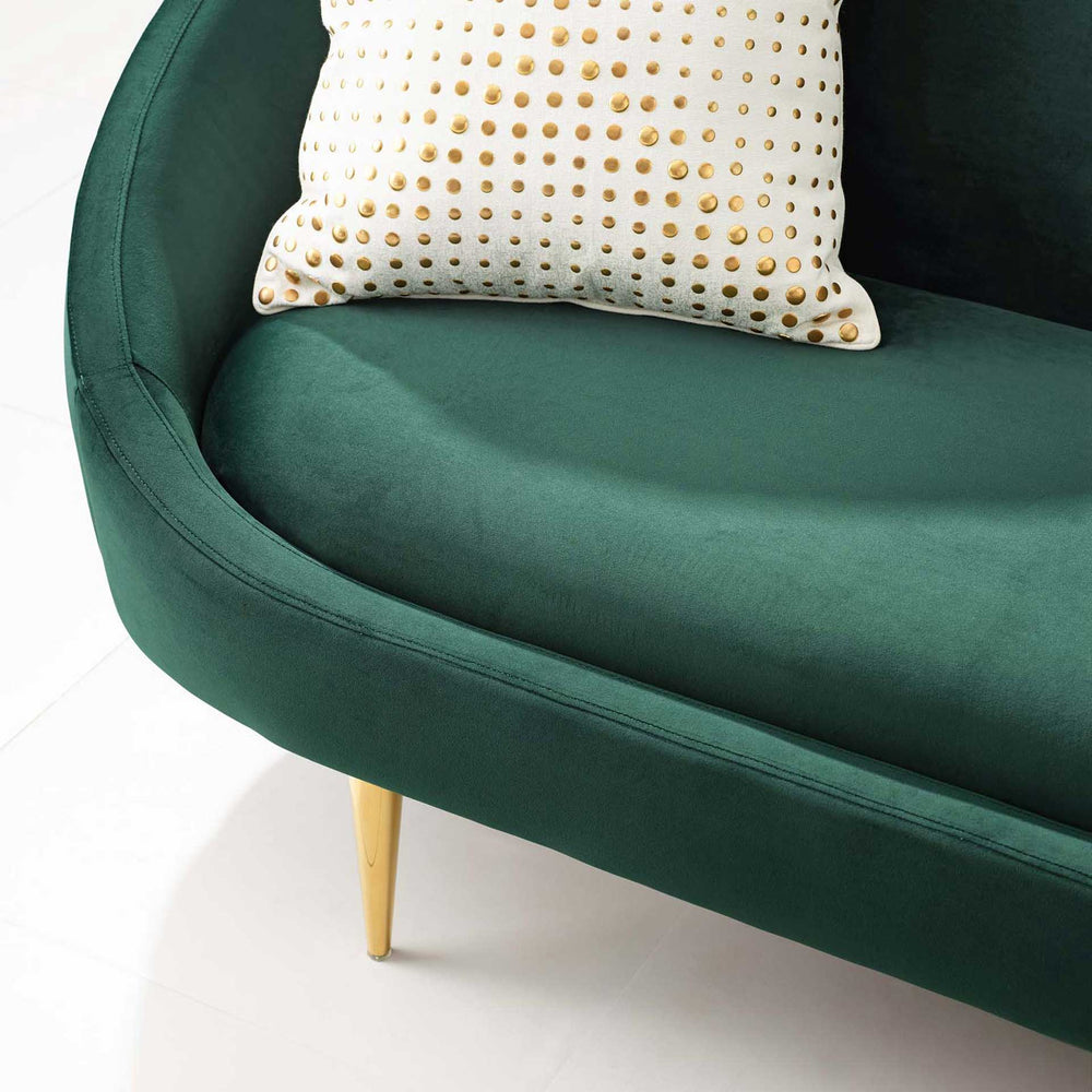 Simeon Vertical Curve Back Velvet Sofa Green - Froy.com