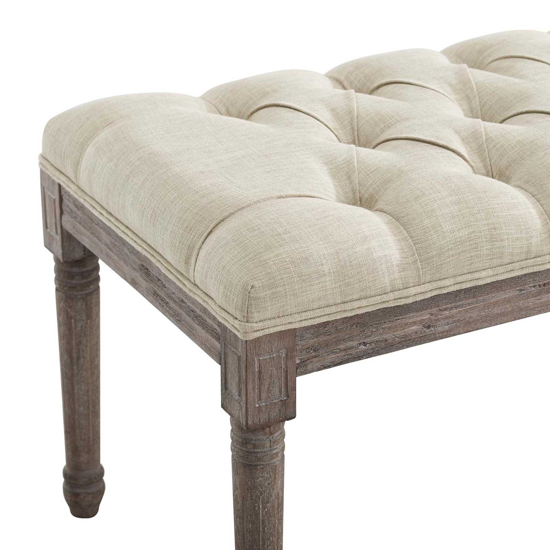 Park Upholstered Fabric Bench Beige - Froy.com