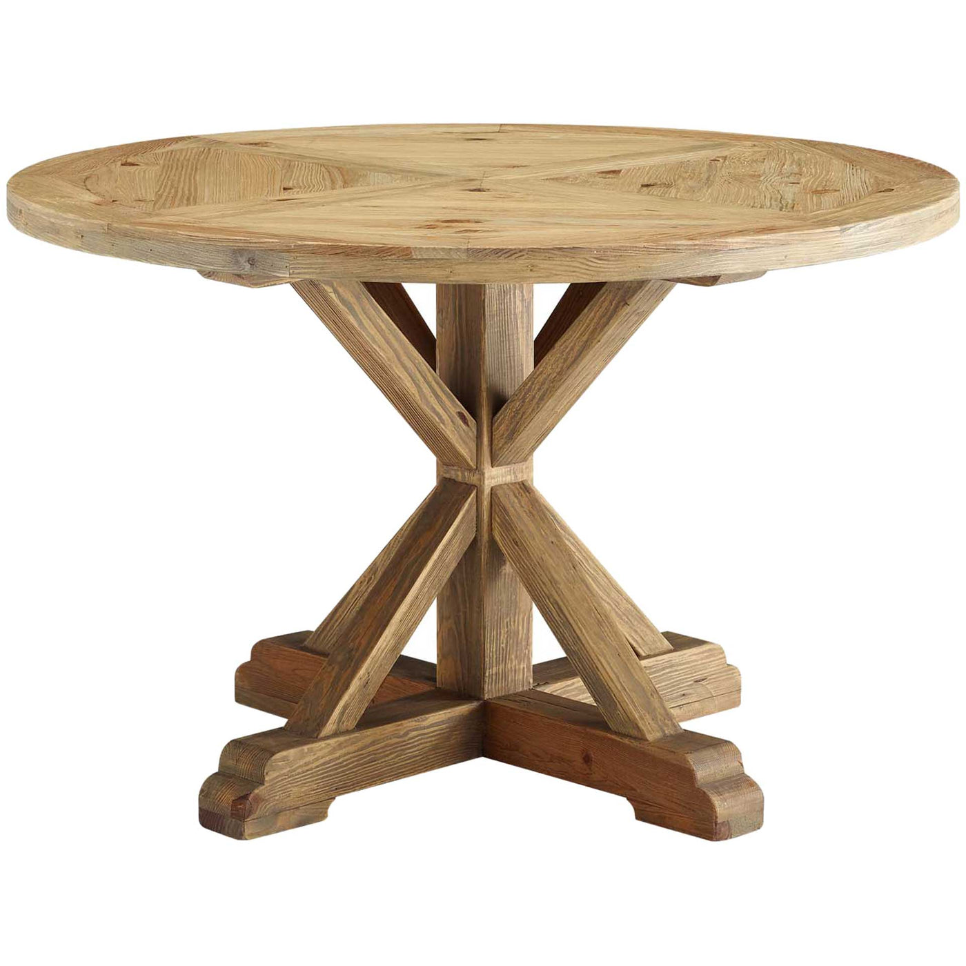 Saga Round Pine Wood Dining Table Brown - Froy.com