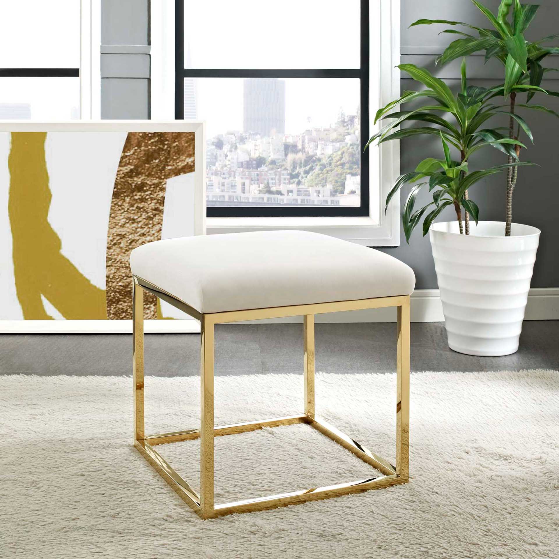 Alden Ottoman Gold/Ivory - Froy.com