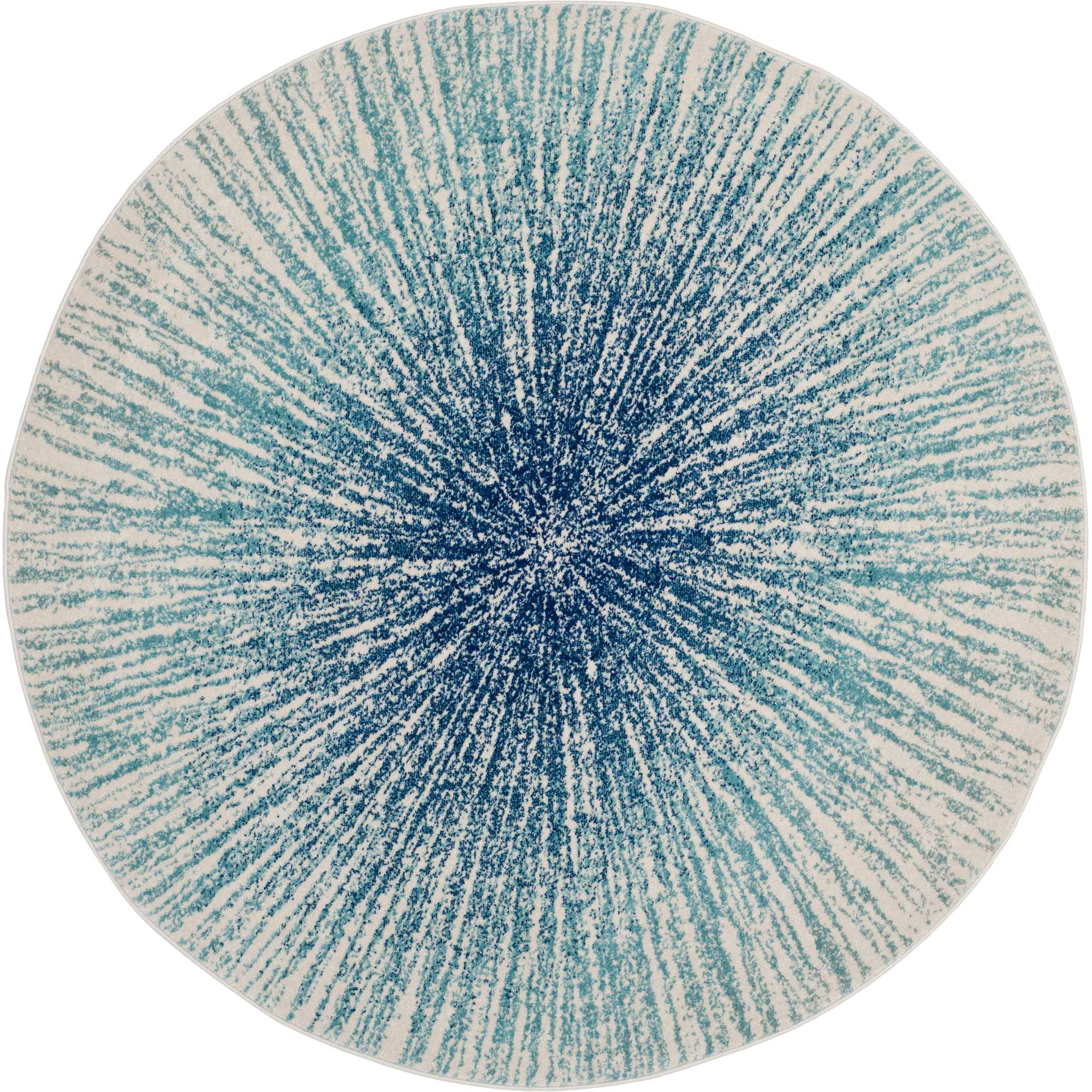 Evoke Burst Royal/Ivory Round Rug - Froy.com