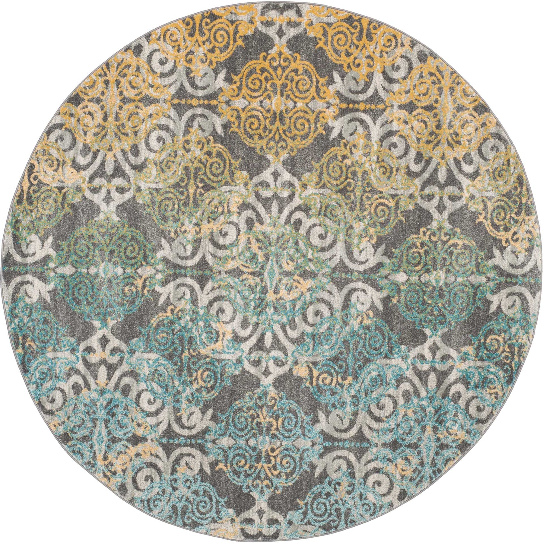 Evoke Filigree Gray/Ivory Round Rug - Froy.com