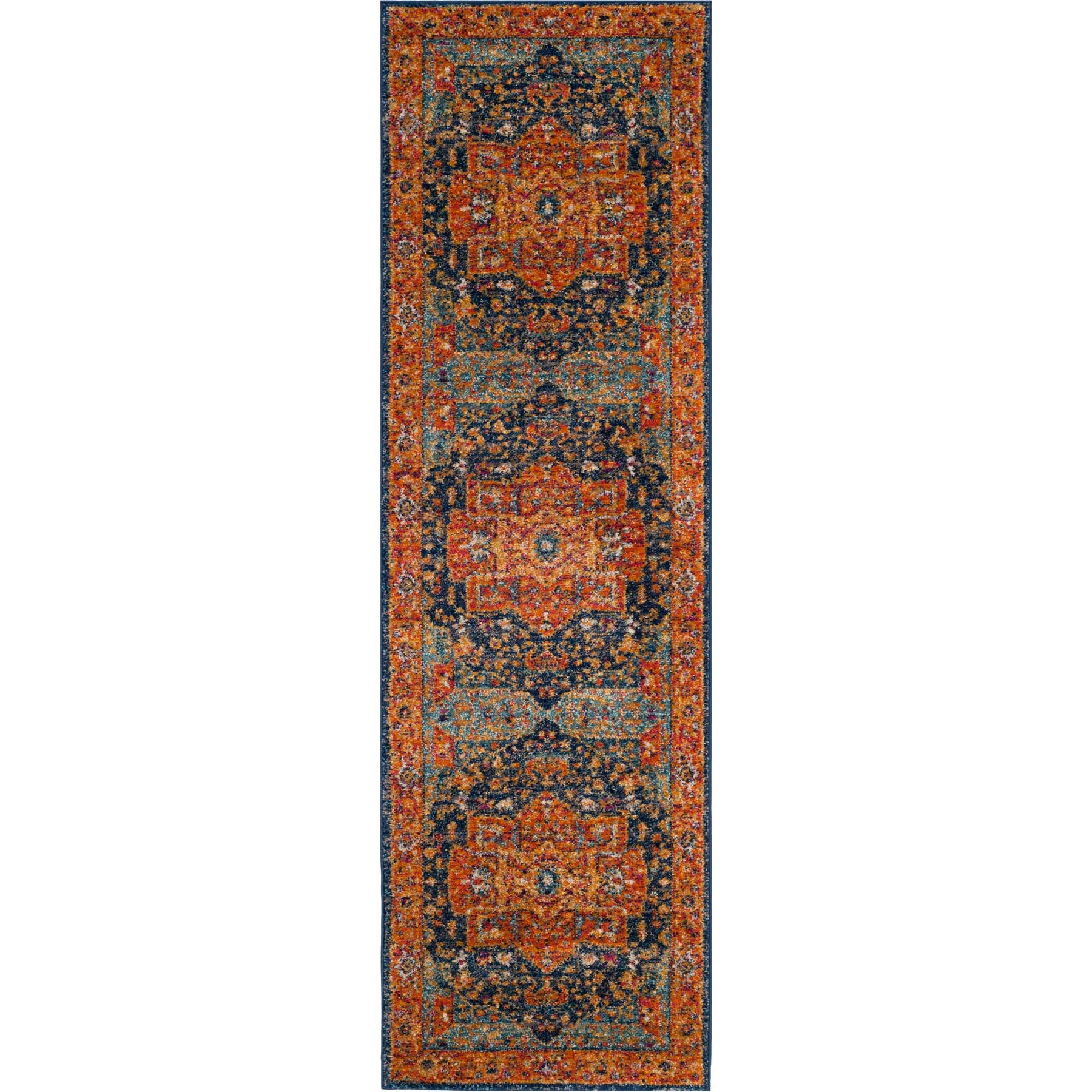 Evoke Blue/Orange Runner Rug - Froy.com