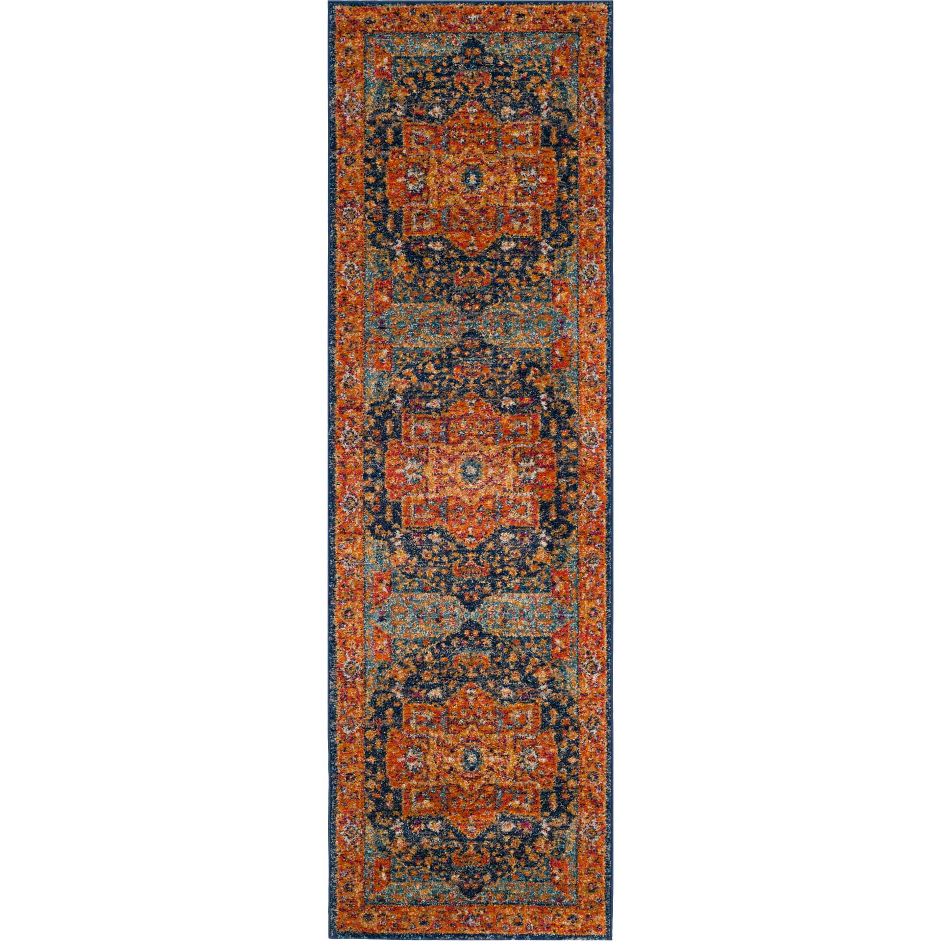 Evoke Blue/Orange Runner Rug - Froy.com