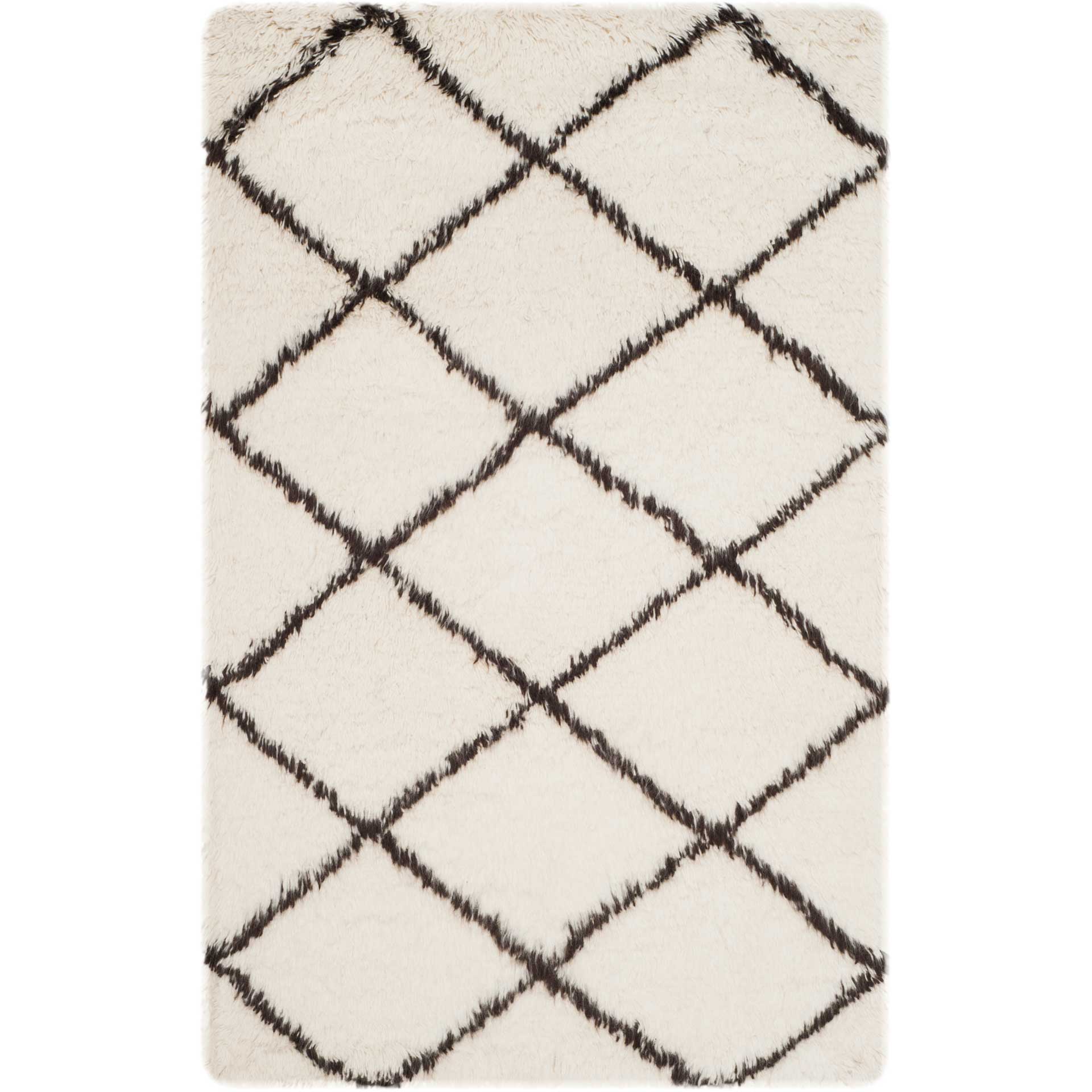 Flokati Shag Ivory/Brown Area Rug - Froy.com