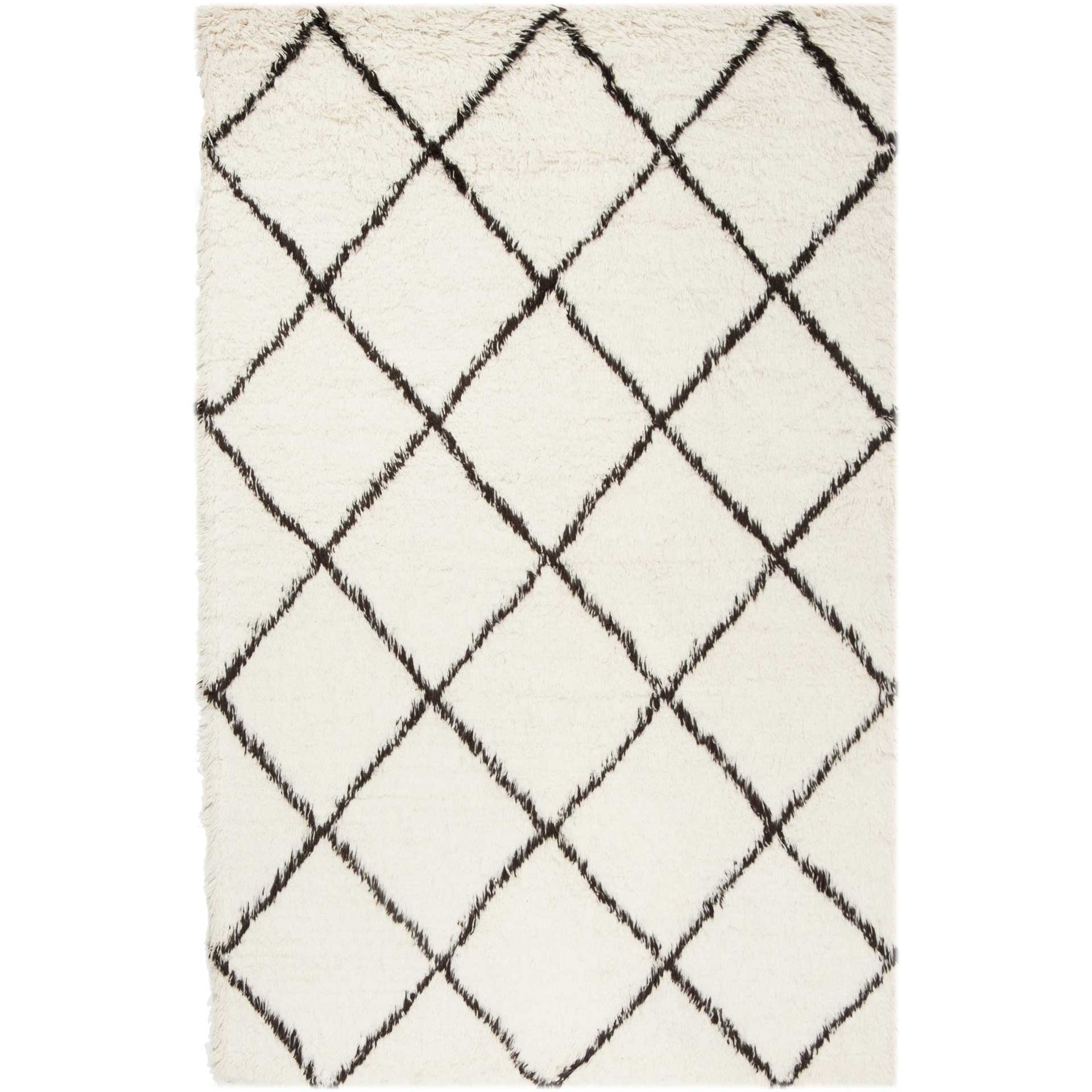 Flokati Shag Ivory/Brown Area Rug - Froy.com
