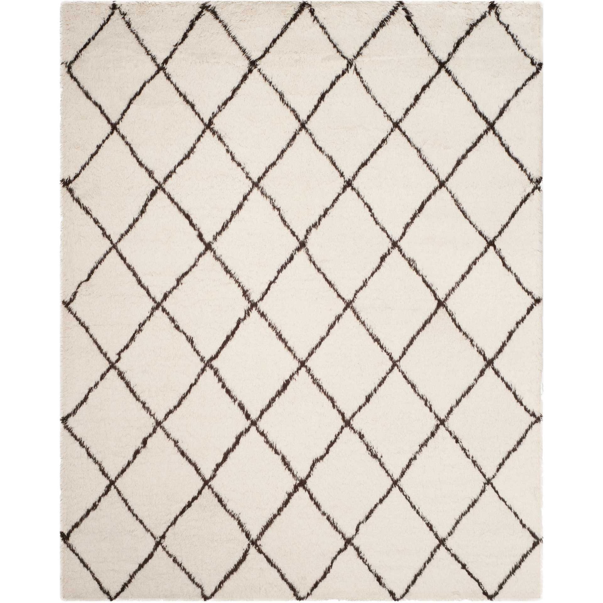 Flokati Shag Ivory/Brown Area Rug - Froy.com