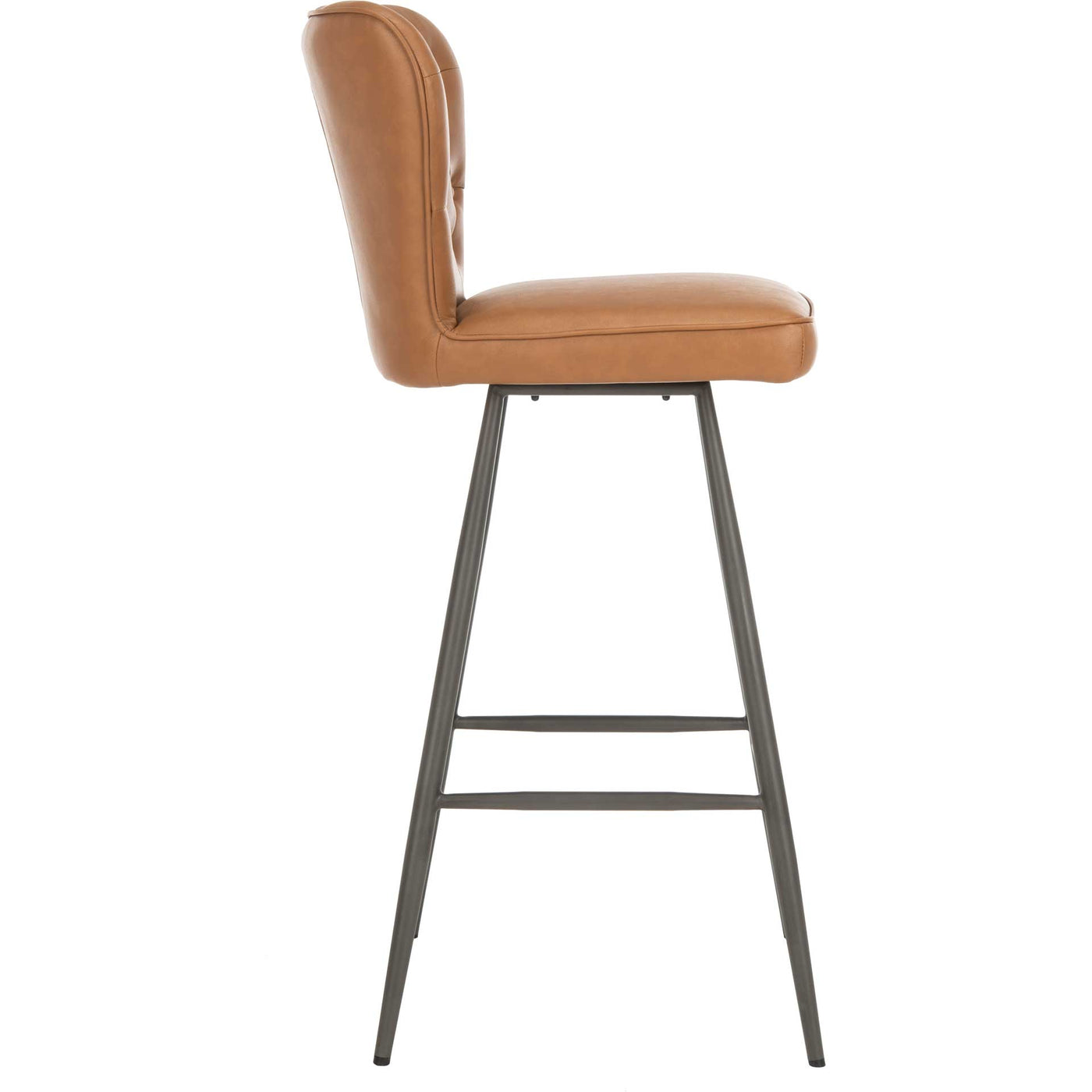 Ashlynn Leather Tufted Bar Stool Camel/Black (Set of 2) - Froy.com