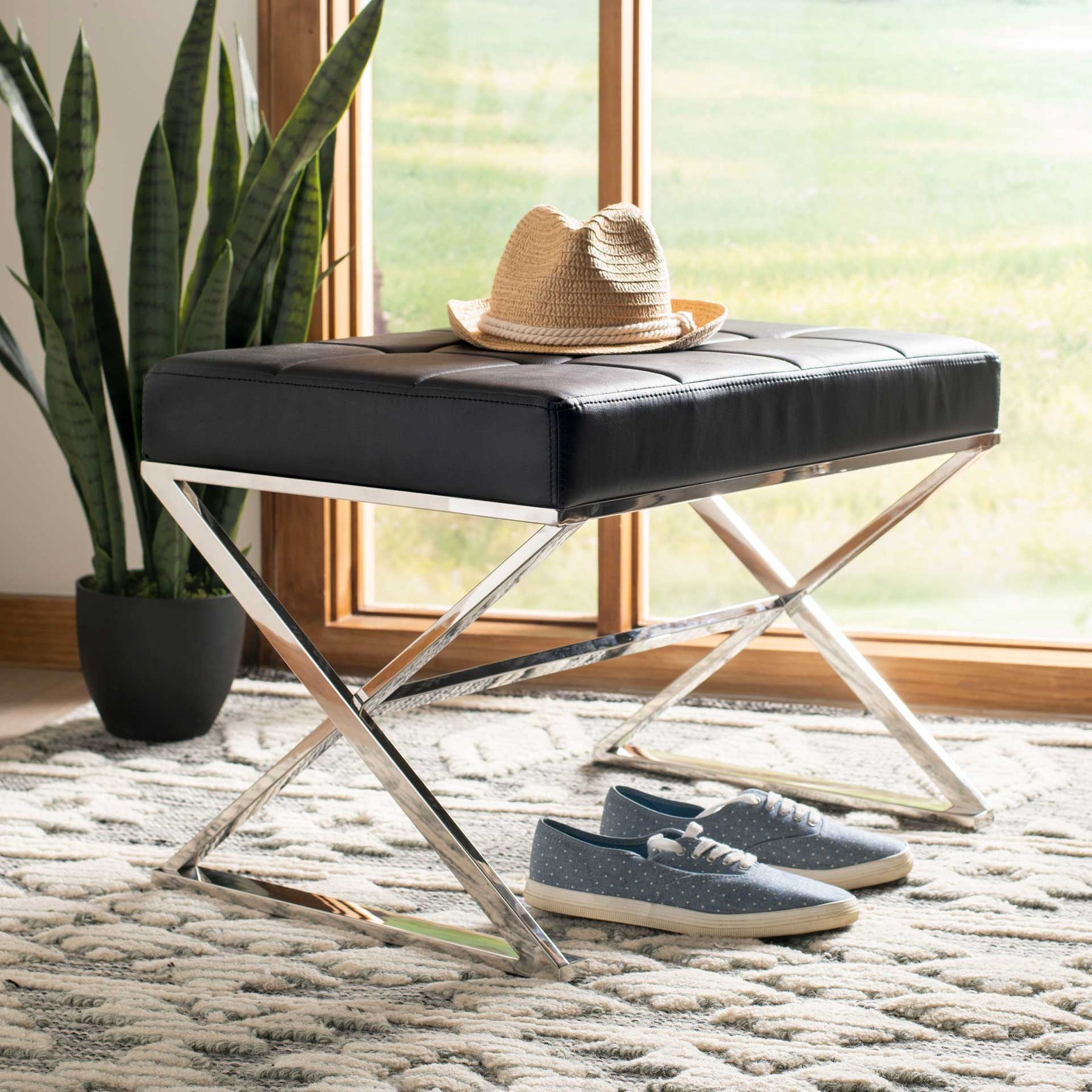 Mingle Ottoman Black/Chrome - Froy.com