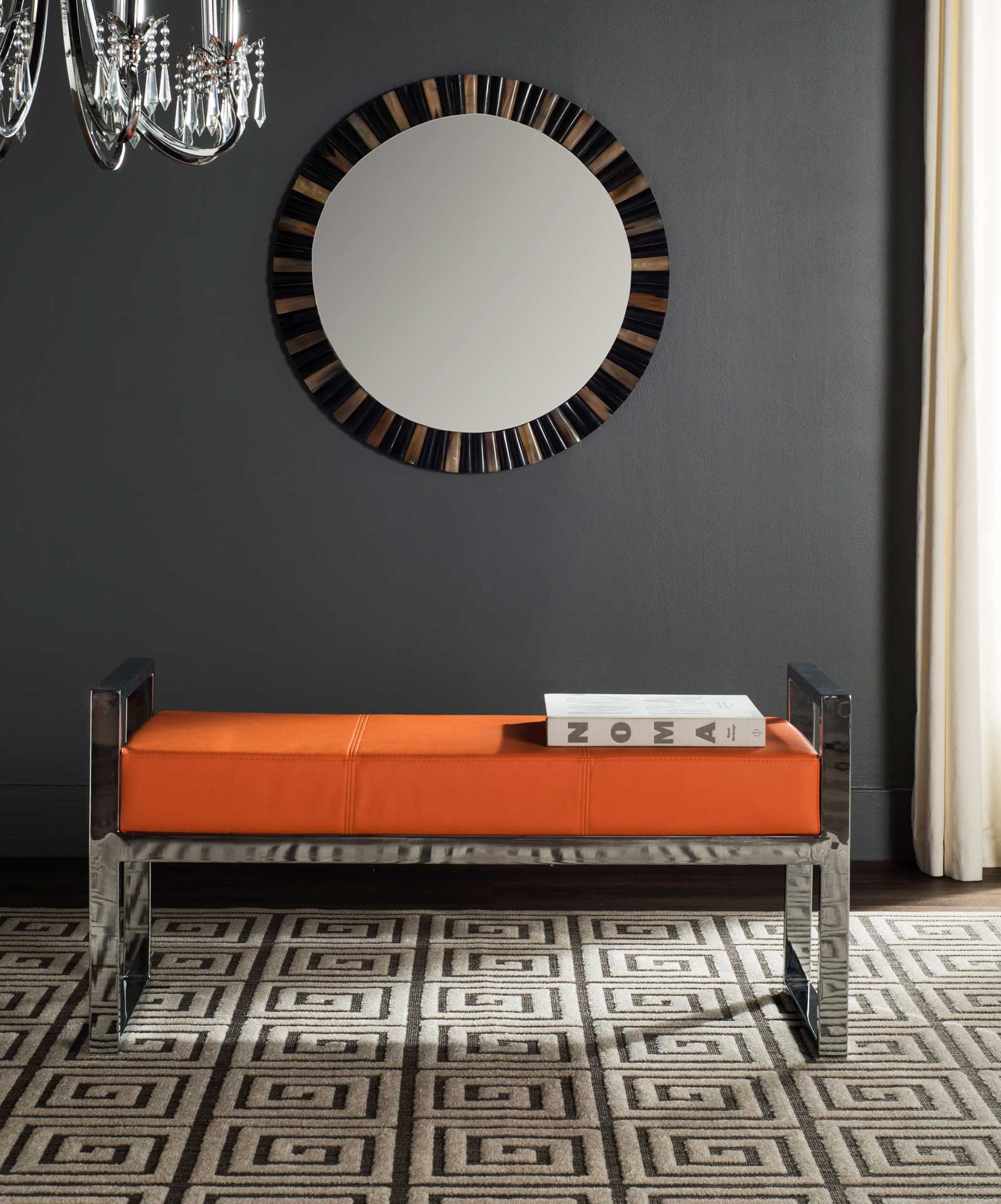Sloan Bench Orange/Chrome - Froy.com