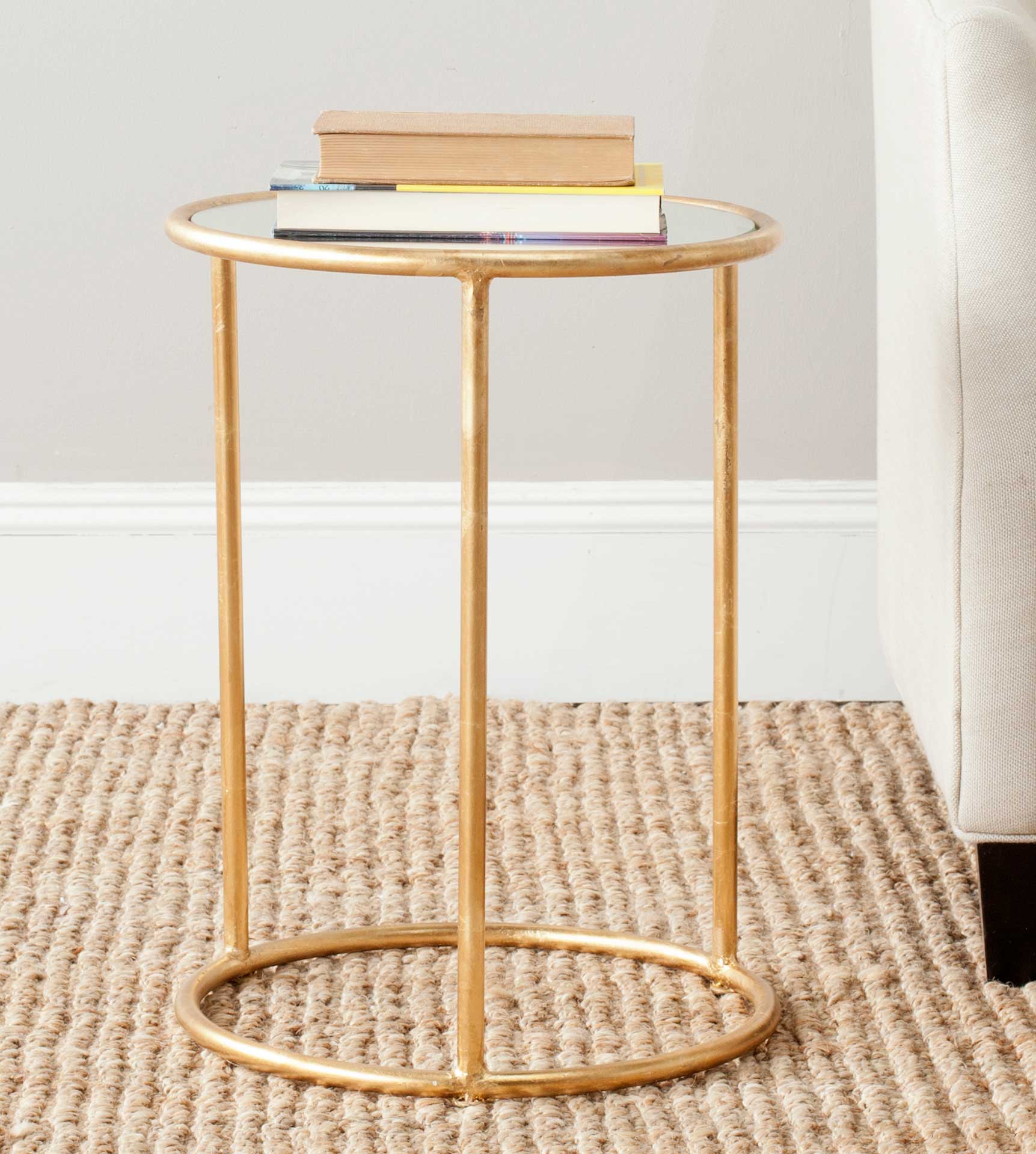 Shaikha Glass Top Accent Table Gold - Froy.com