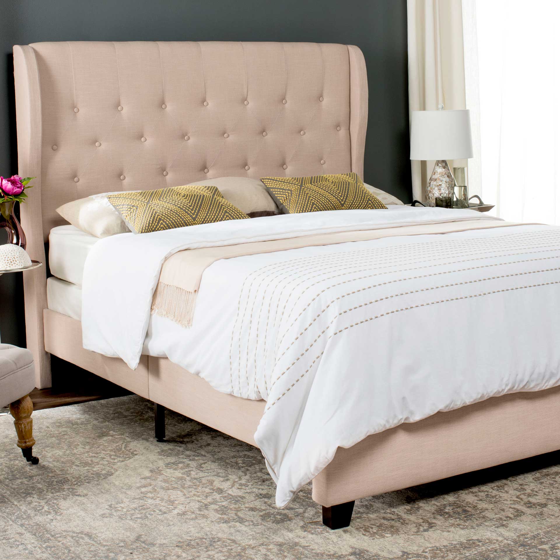 Blakely Upholstered Bed Light Beige - Froy.com