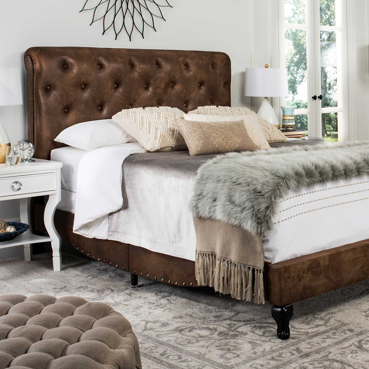 Harvey Upholstered Bed Coffee - Froy.com