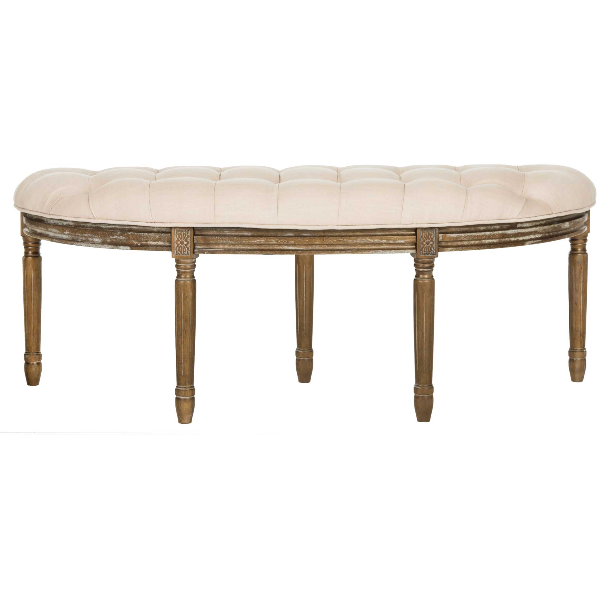 Abita Tufted Semi Circle Bench Beige/Rustic Oak - Froy.com