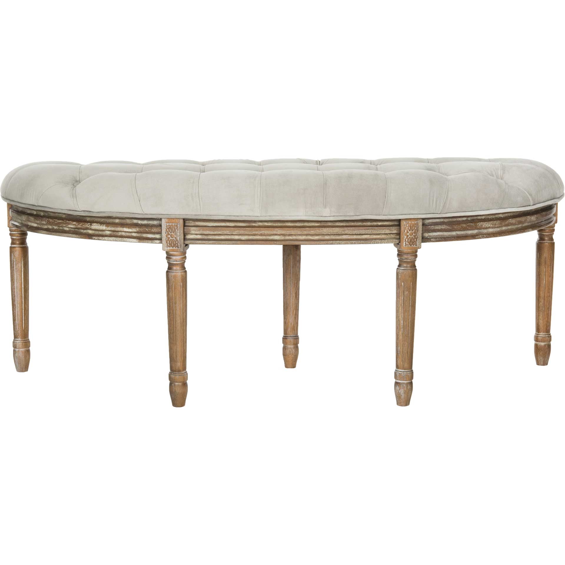 Abita Tufted Semi Circle Bench Gray/Rustic Oak - Froy.com