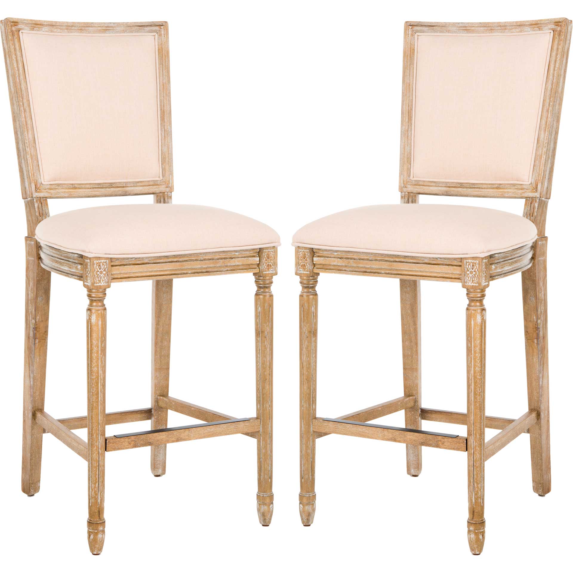 Burst Rectangle Bar Stool Beige/Rustic Oak (Set of 2) - Froy.com