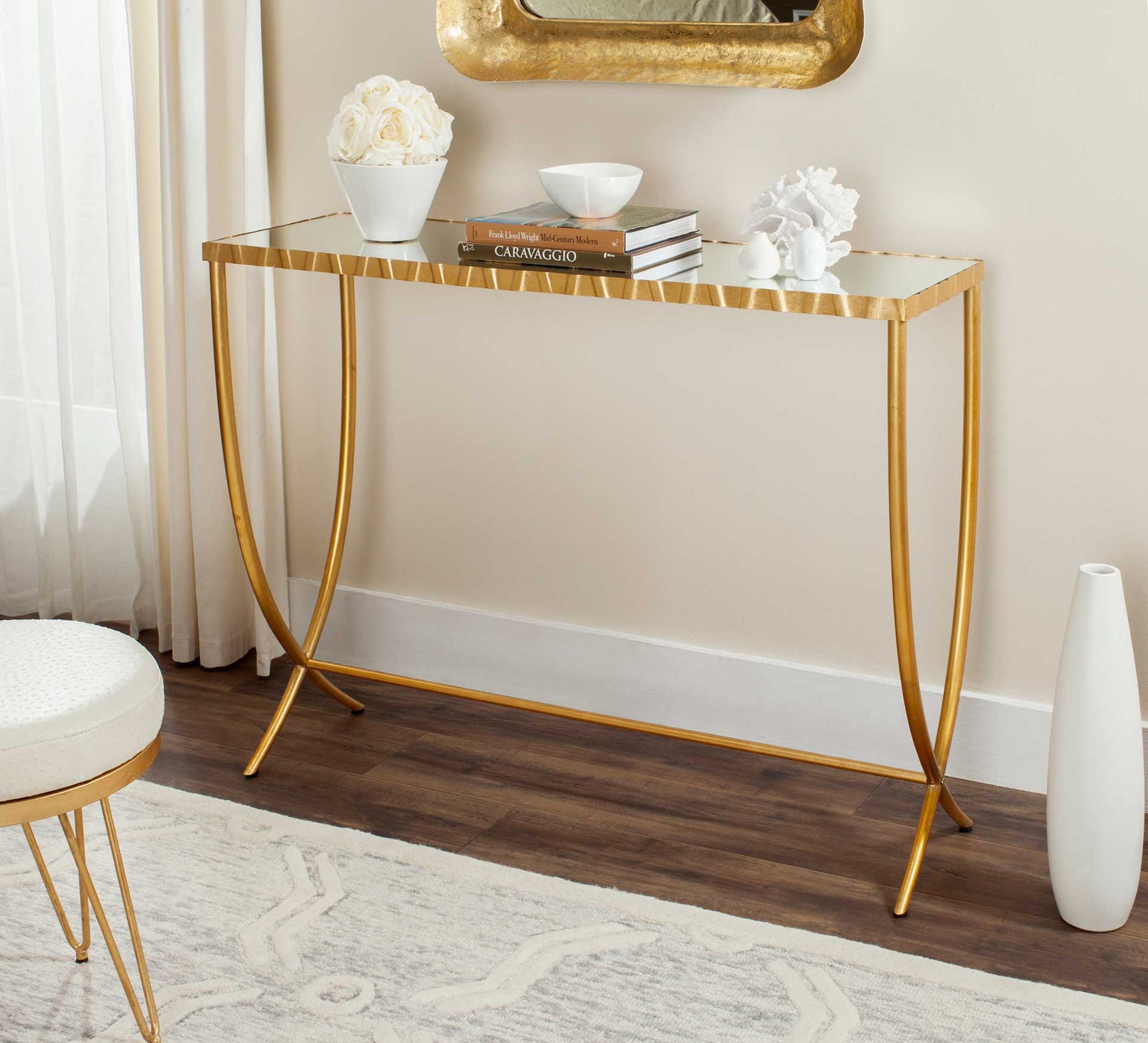 Proclaim Mirror Top Console Table Gold/Mirror - Froy.com