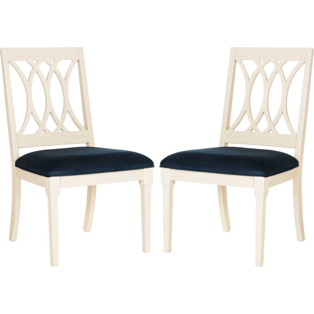 Seaside Velvet Side Chair Navy/Antique White (Set of 2) - Froy.com
