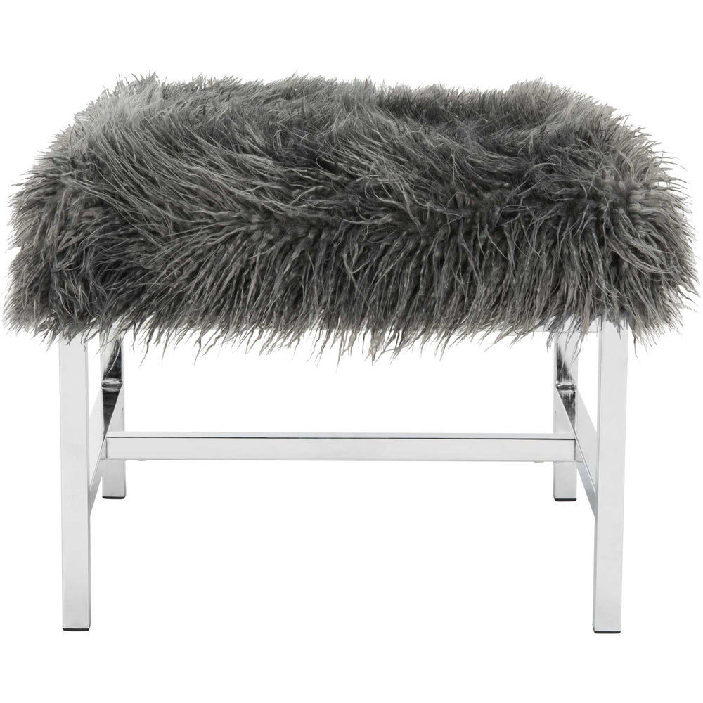 Hollingsworth Faux Sheepskin Square Bench Gray - Froy.com