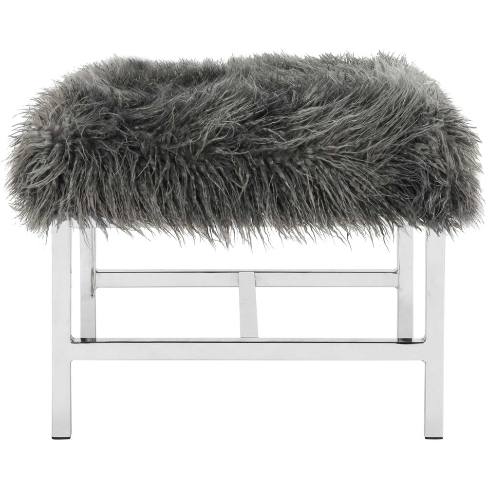 Hollingsworth Faux Sheepskin Square Bench Gray - Froy.com
