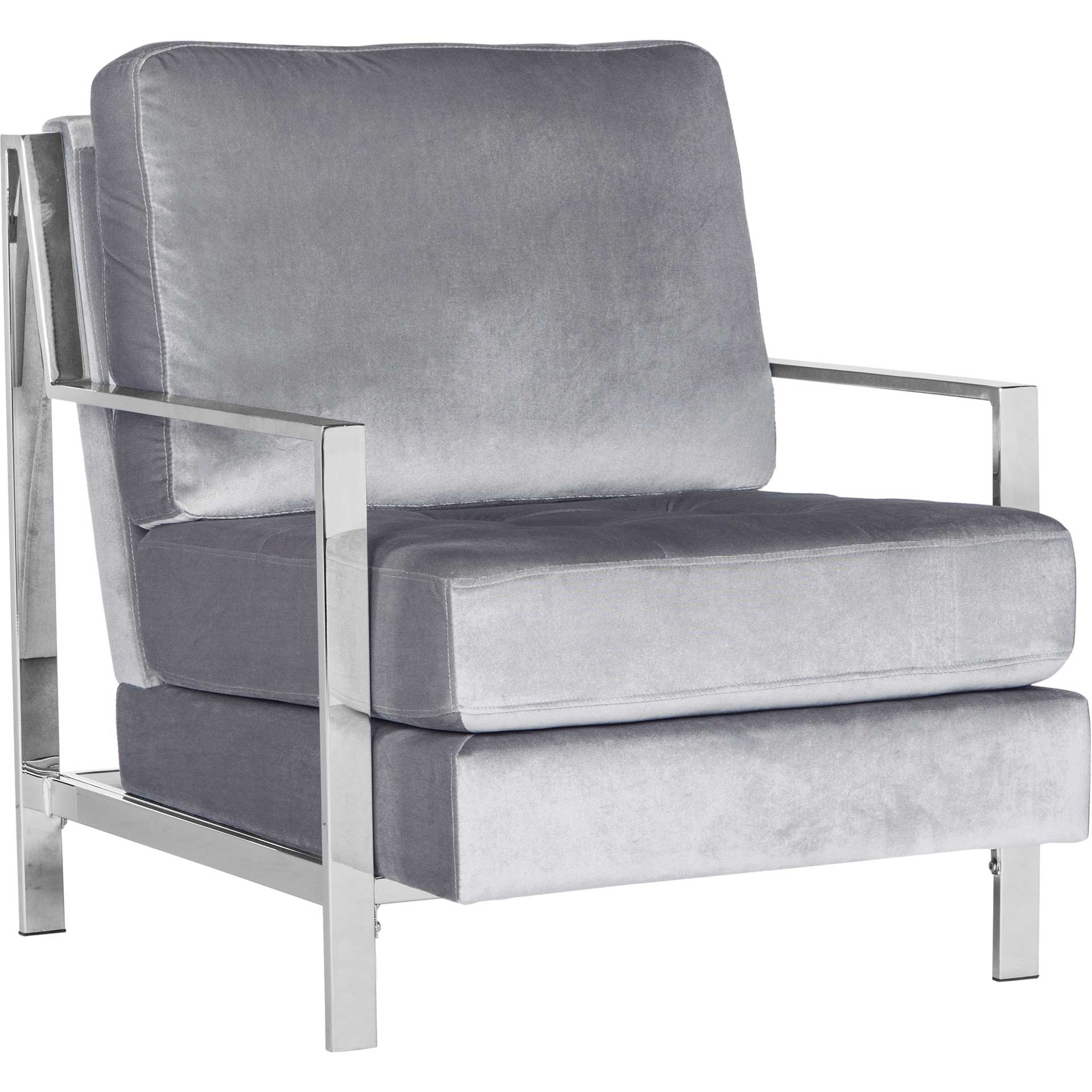 Waffle Velvet Chrome Accent Chair Light Gray - Froy.com