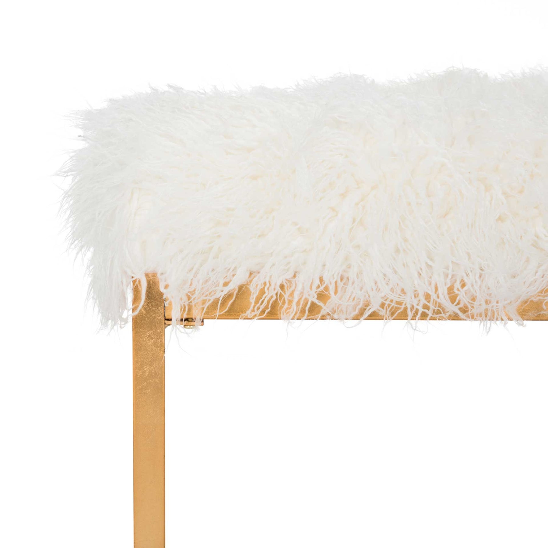 Ethiopia Faux Curly Sheepskin Bench White - Froy.com
